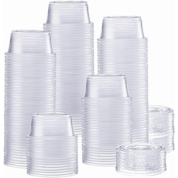 2 oz. - 200 Count Clear Disposable Plastic Portion Cups with Lids ...