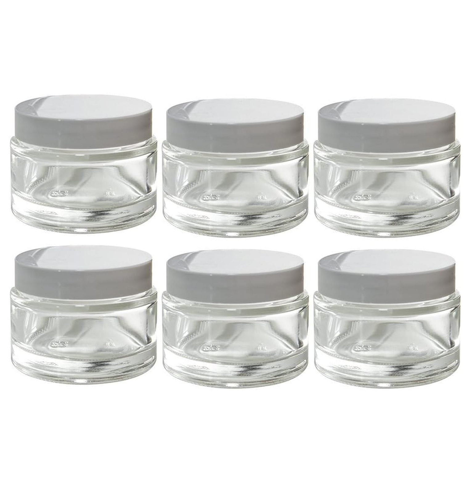 2 oz Clear Glass Thick Wall Balm Jars with White Foam Lined Smooth Lids ...