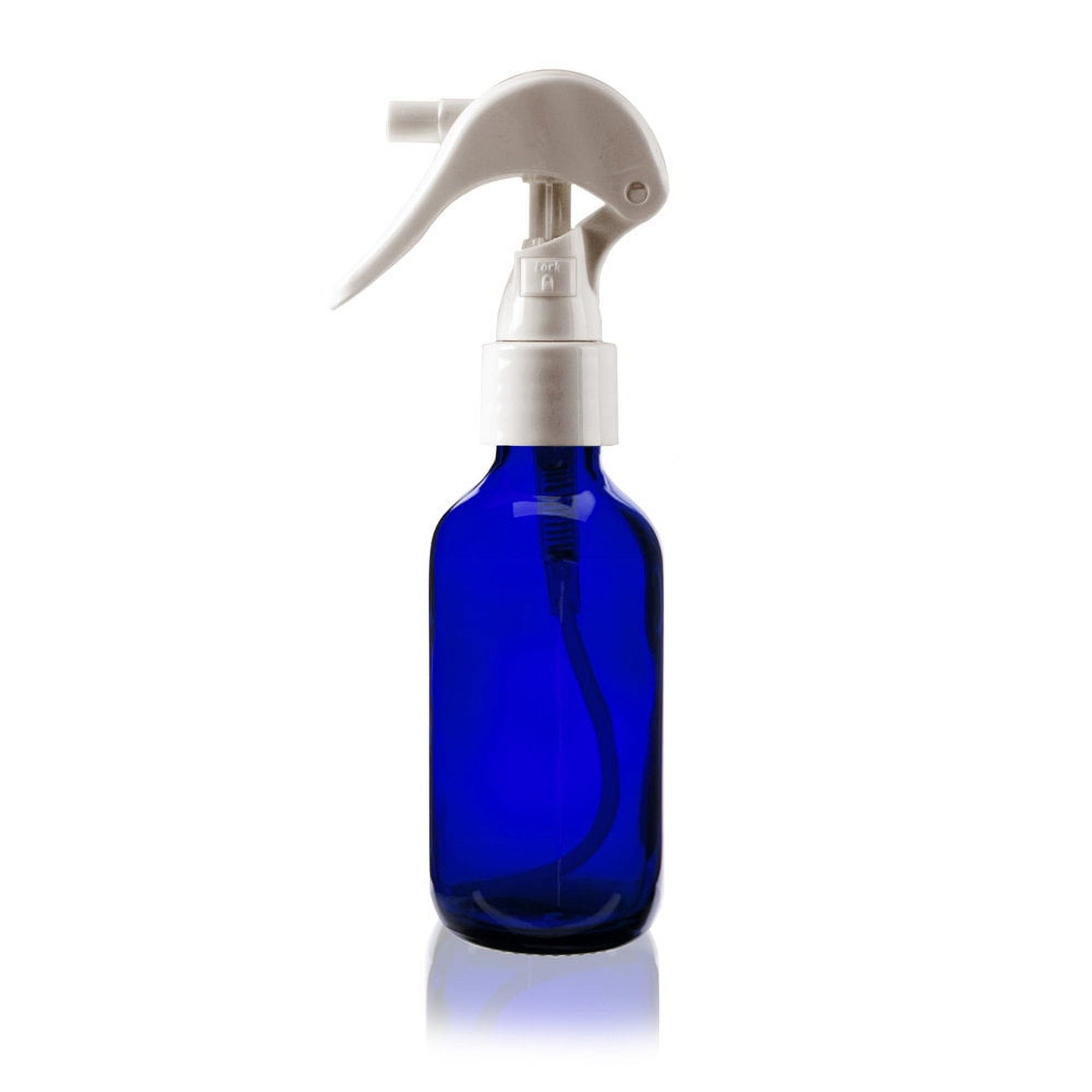 2 oz Cobalt Blue Boston Round Glass Bottle - w/ White Mini Trigger ...