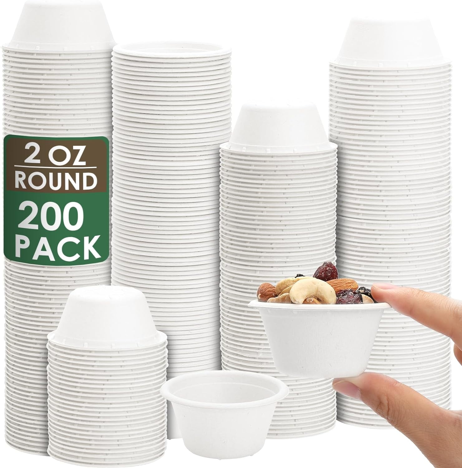 2 oz Compostable Portion Cups,200 Pack Disposable Souffle Cups ...