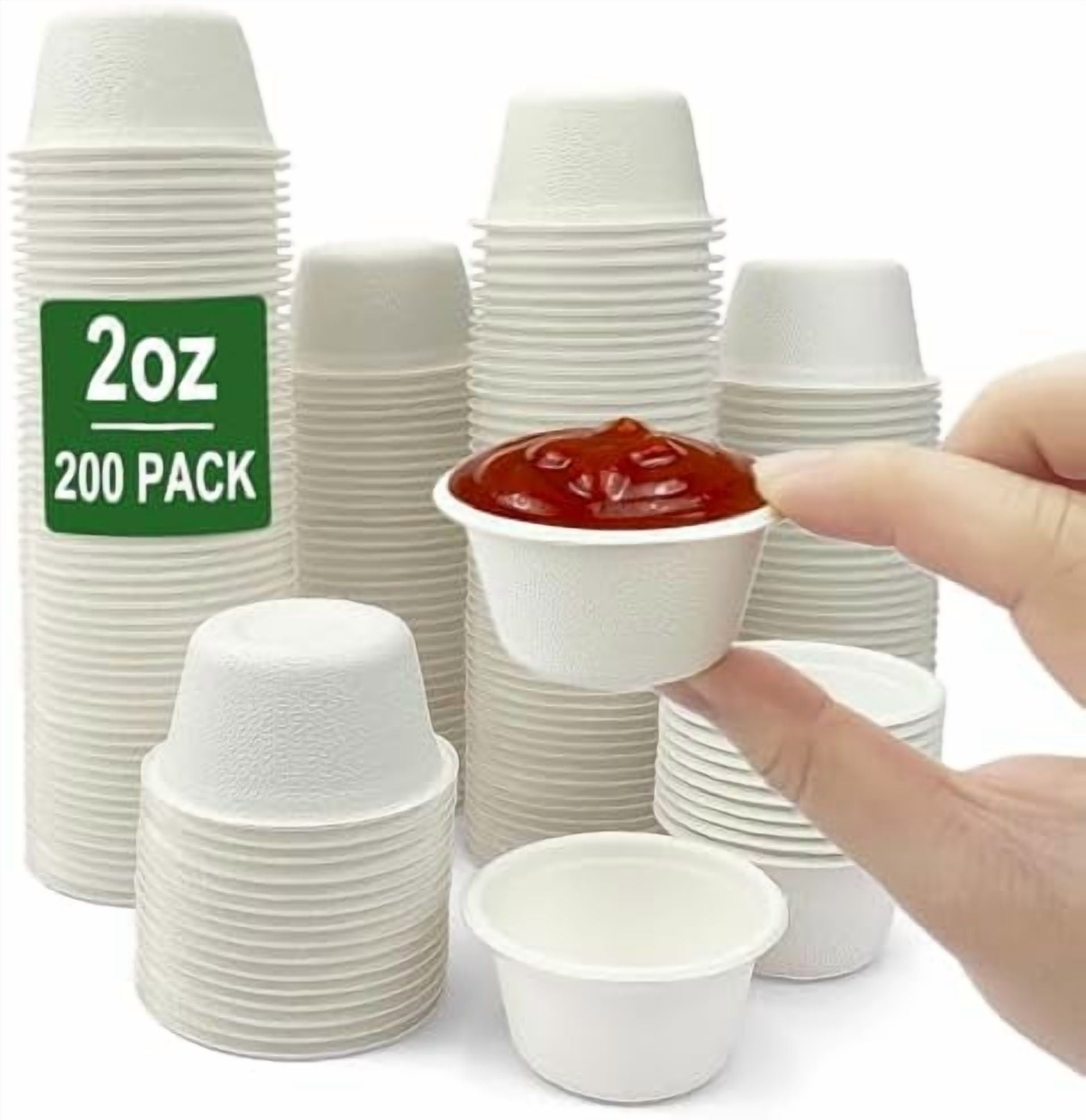 2 oz Disposable Bagasse Fiber Souffle Cups 200pk, 100% Natural ...