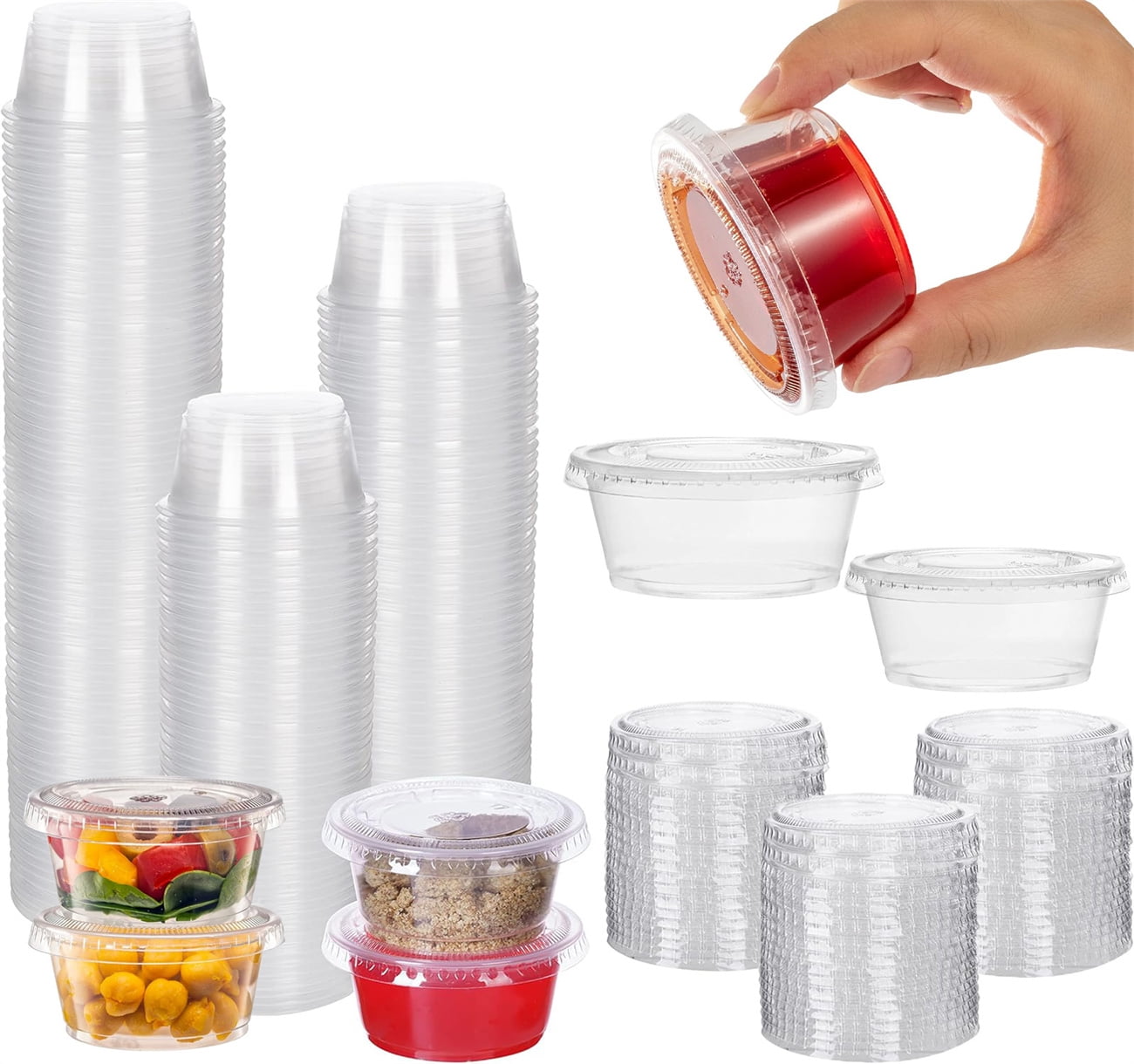 2 oz Jello Shot Cups,Bexikou Small Plastic Containers with Lids ...