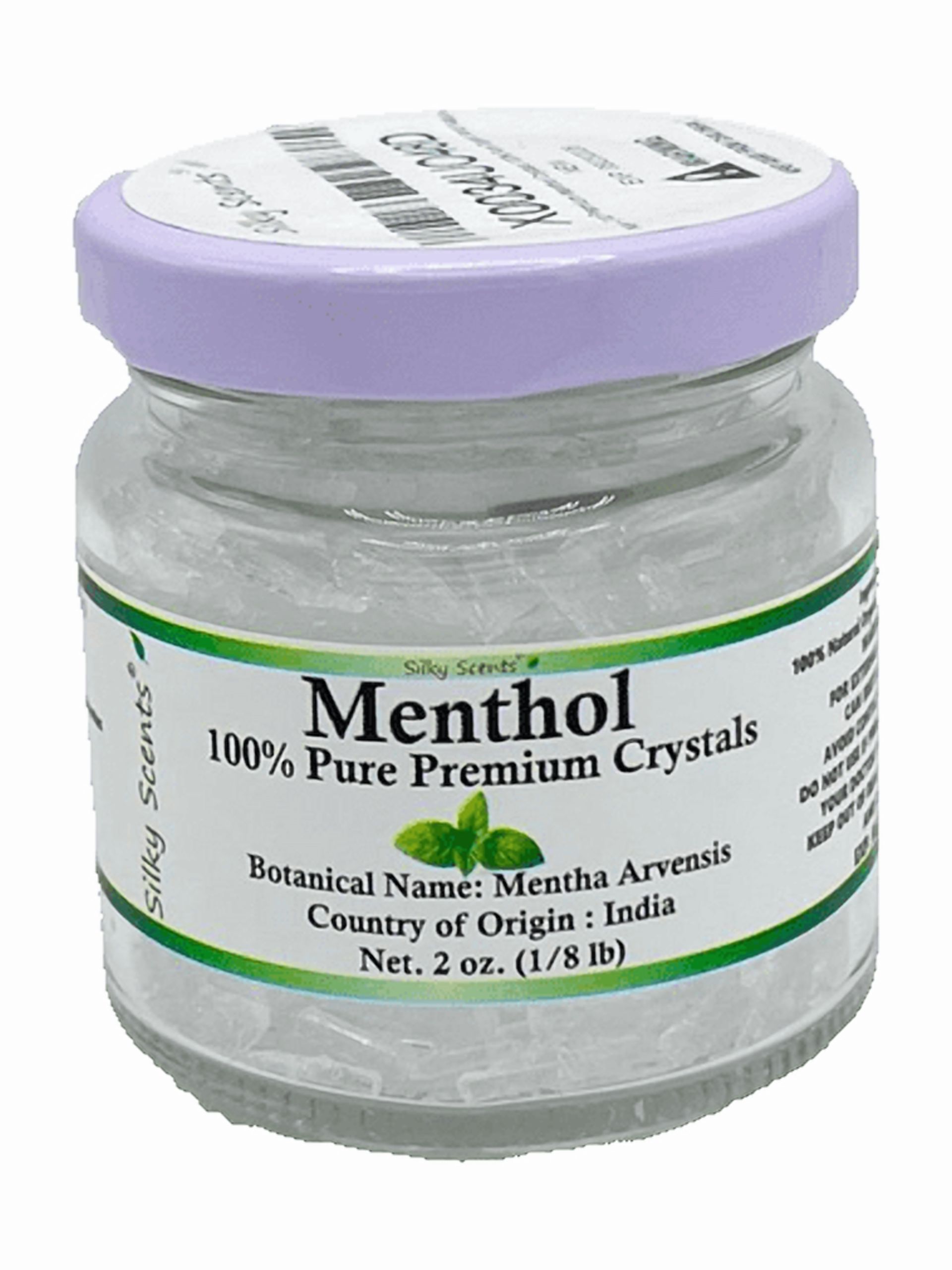 2 oz Menthol Crystals in Glass Jar - 100% Pure and Natural by Silky ...