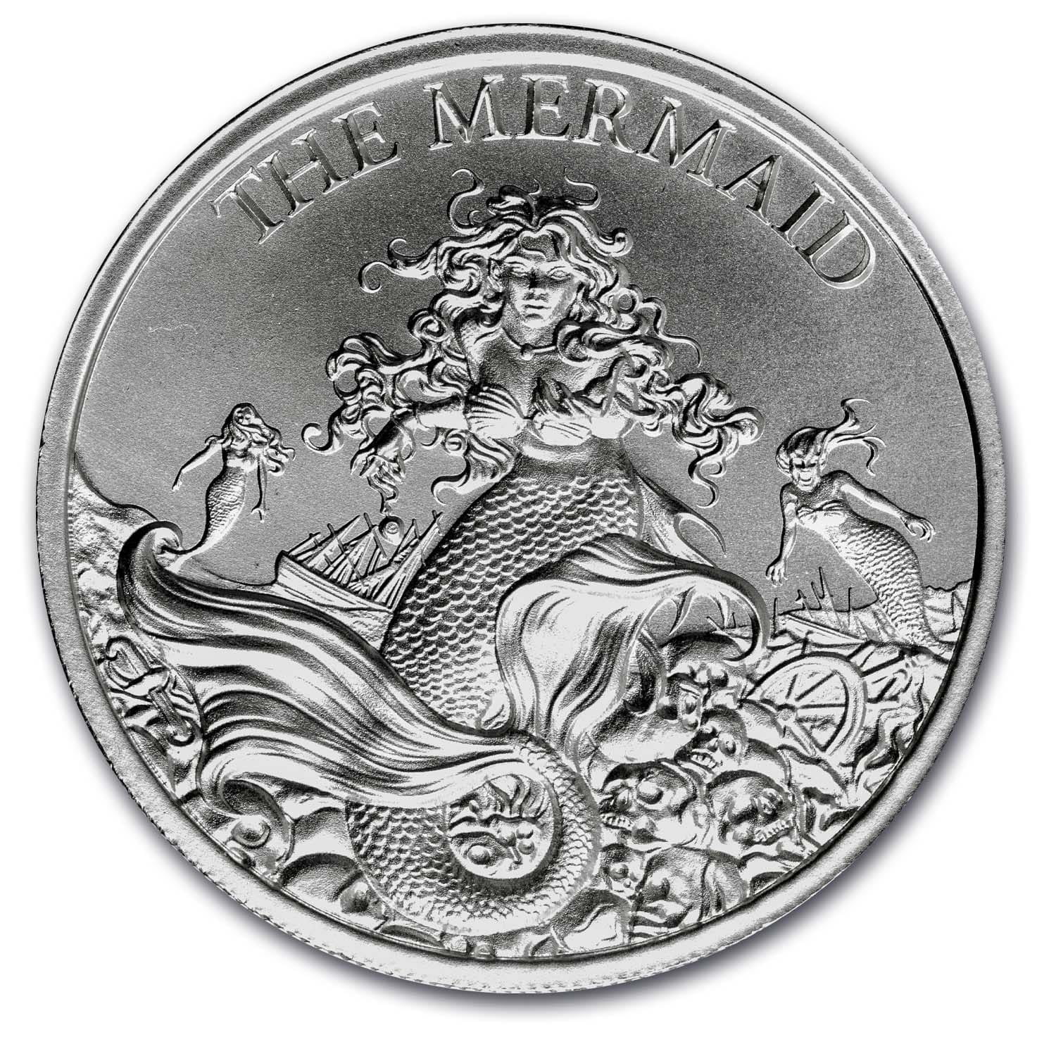2 oz Silver High Relief Round - The Mermaid - Walmart.com
