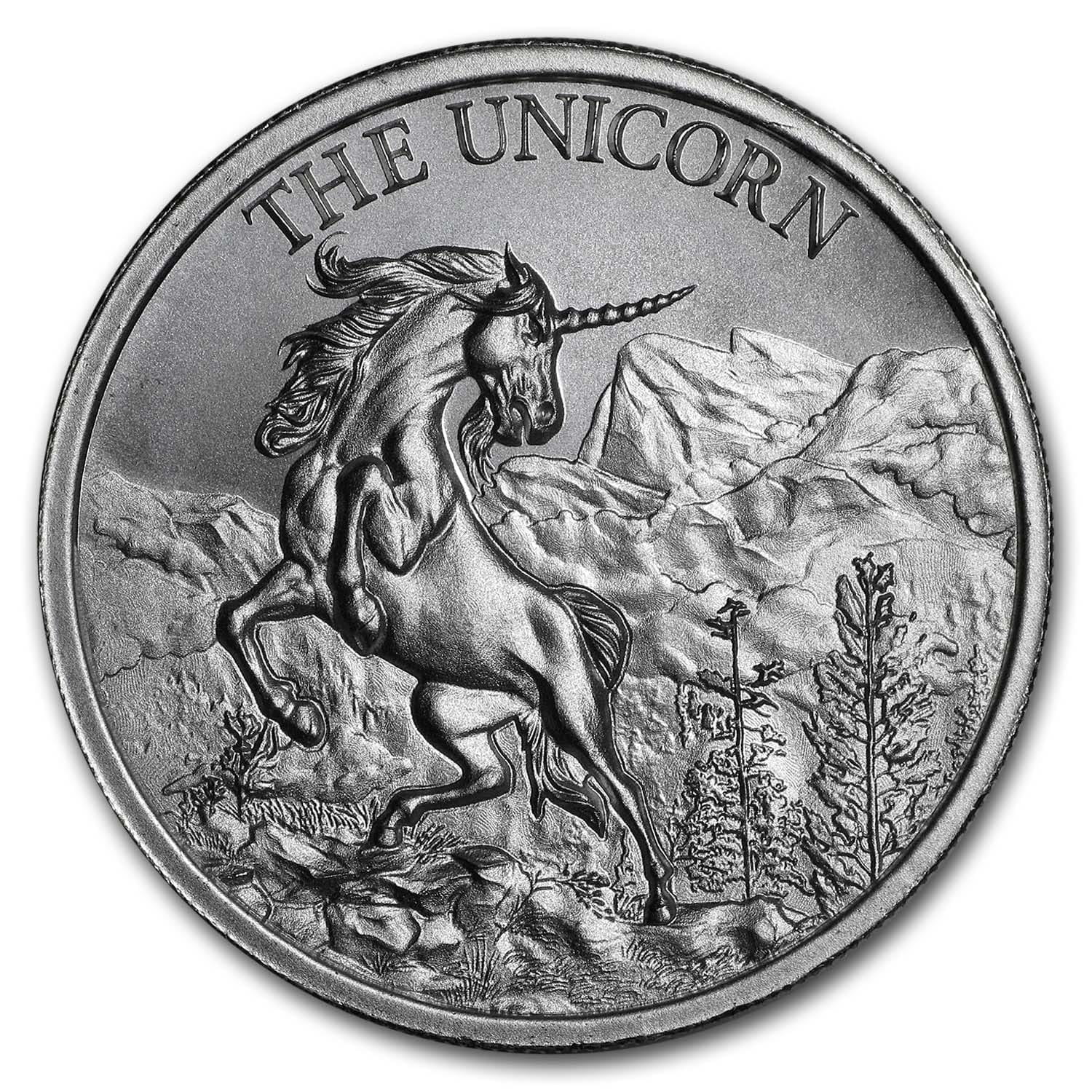 2 oz .999 Silver High Relief Unicorn Round, Cryptid Folklore ...