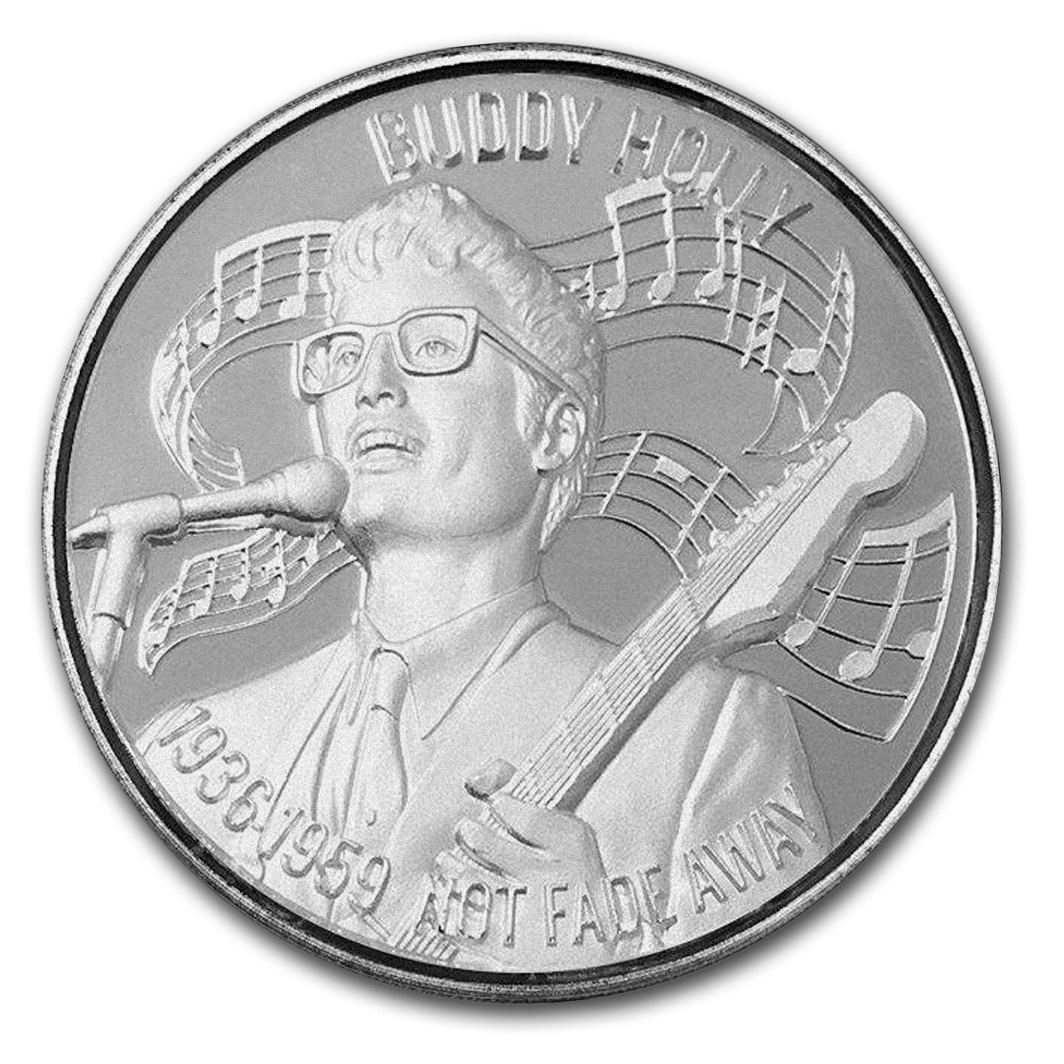 2 oz Silver UHR Round - American Music Icon Series: Buddy Holly ...
