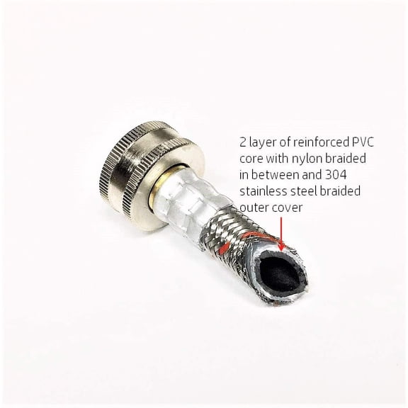 6 Stainless Steel Washing Machine Fill Hose 2 Pack