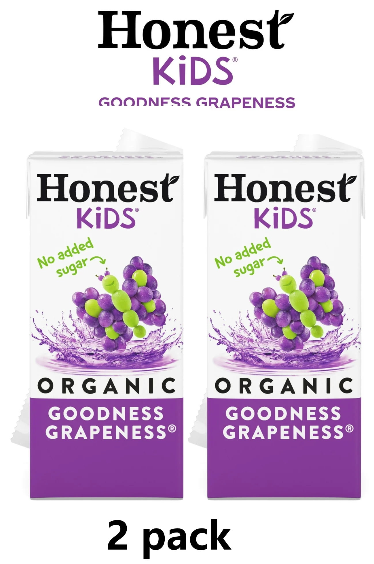 2 pac Honest Kids Organic Goodness Grapeness Juice Drink Boxes 8-pack ...