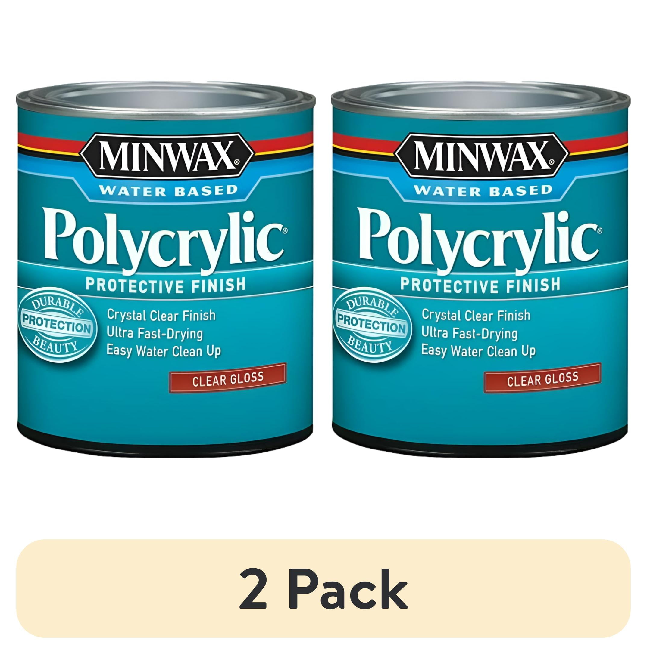 (2 pack) 1/2 Pt Minwax 25555 Clear Polycrylic Water-Based Protective ...