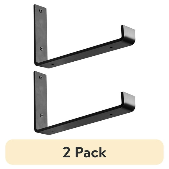 (2 pack) 10-inch L Shape Steel Shelf Bracket, Black, Mounting Hardware ...