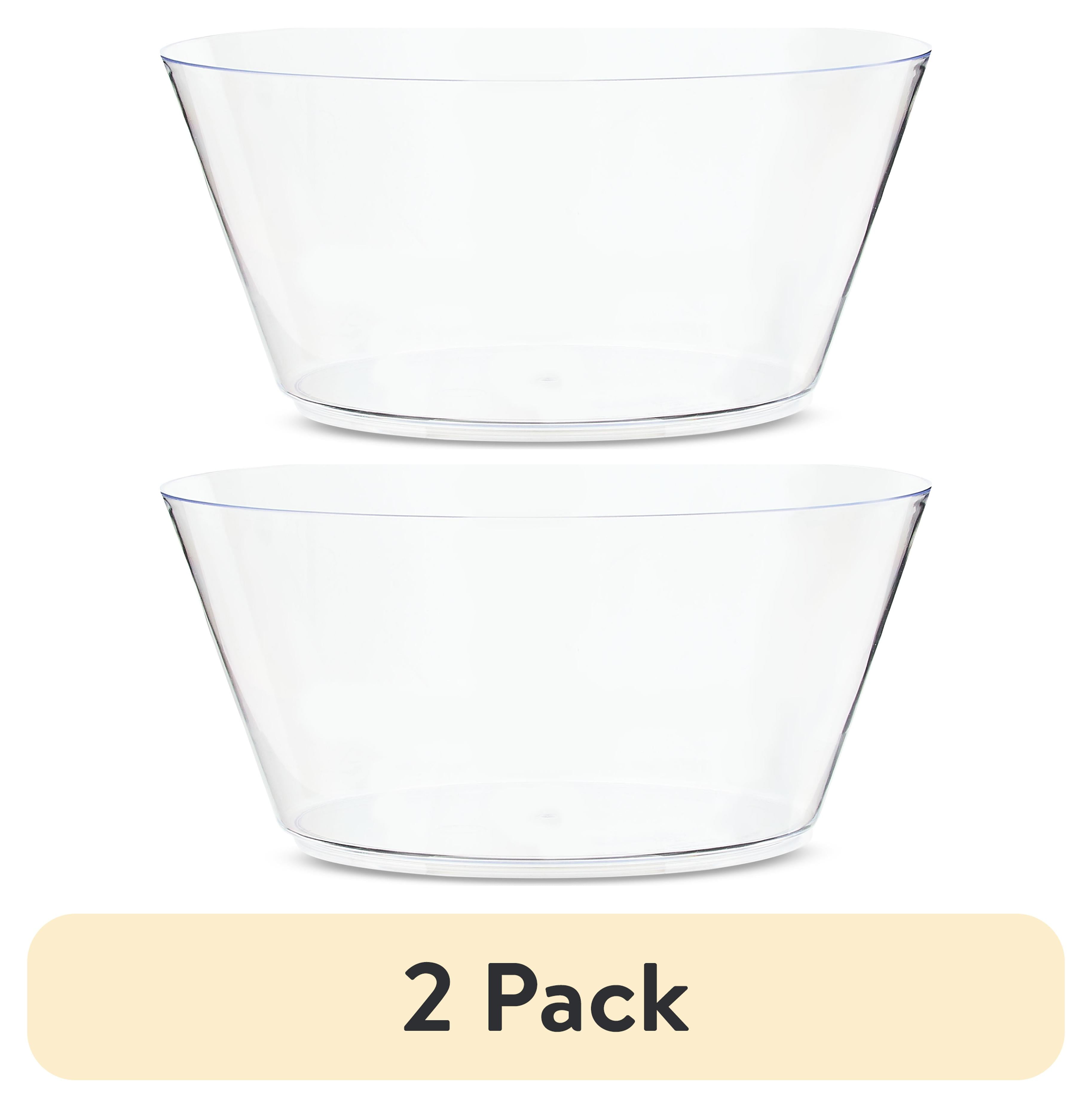 (2 pack) Clear Tapered Plastic Bowl, 10", by Way To Celebrate - Walmart.com