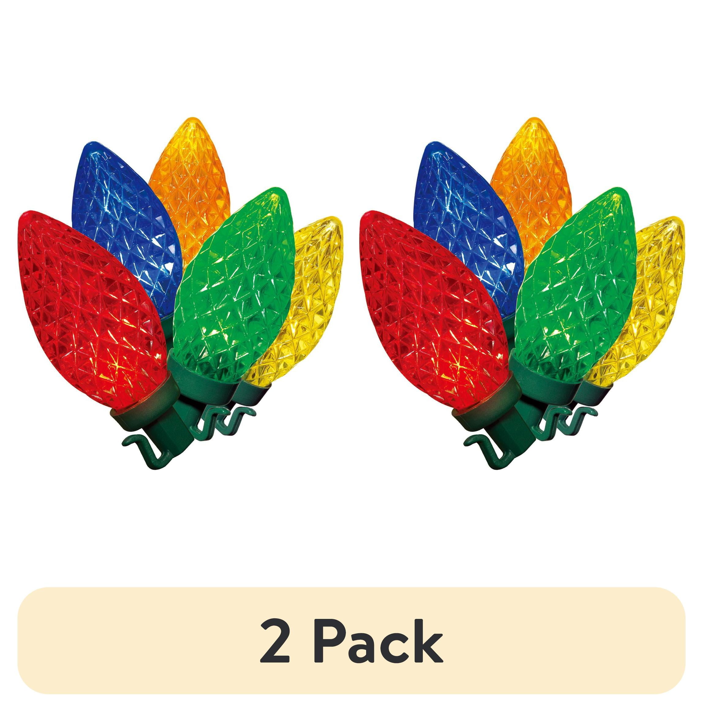 (2 pack) 100-Count Multicolor LED Diamond-Cut C9 Christmas Lights with ...