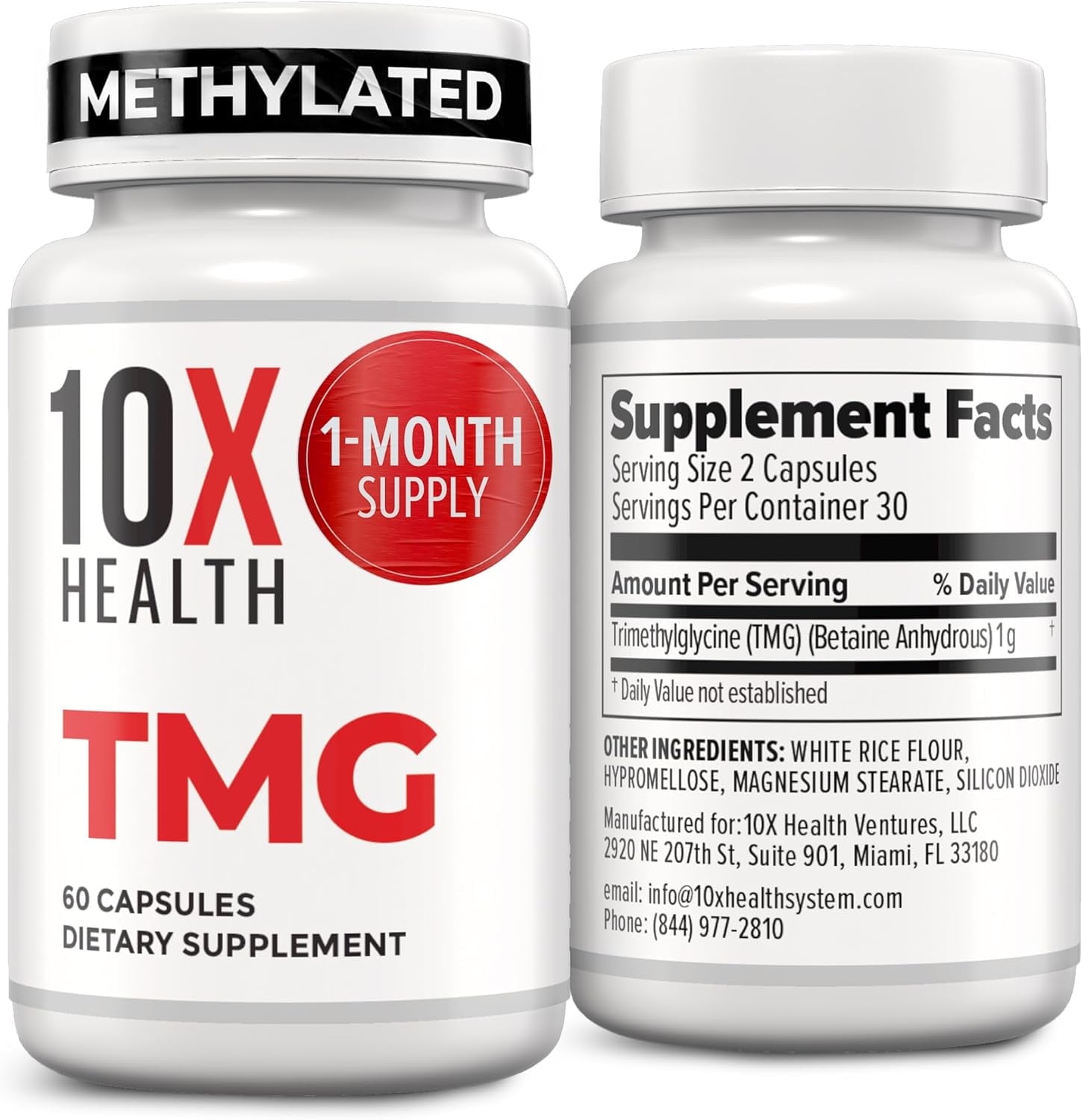 (2 pack) 10X Health TMG Supplement Betaine Anhydrous - Trimethylglycine ...