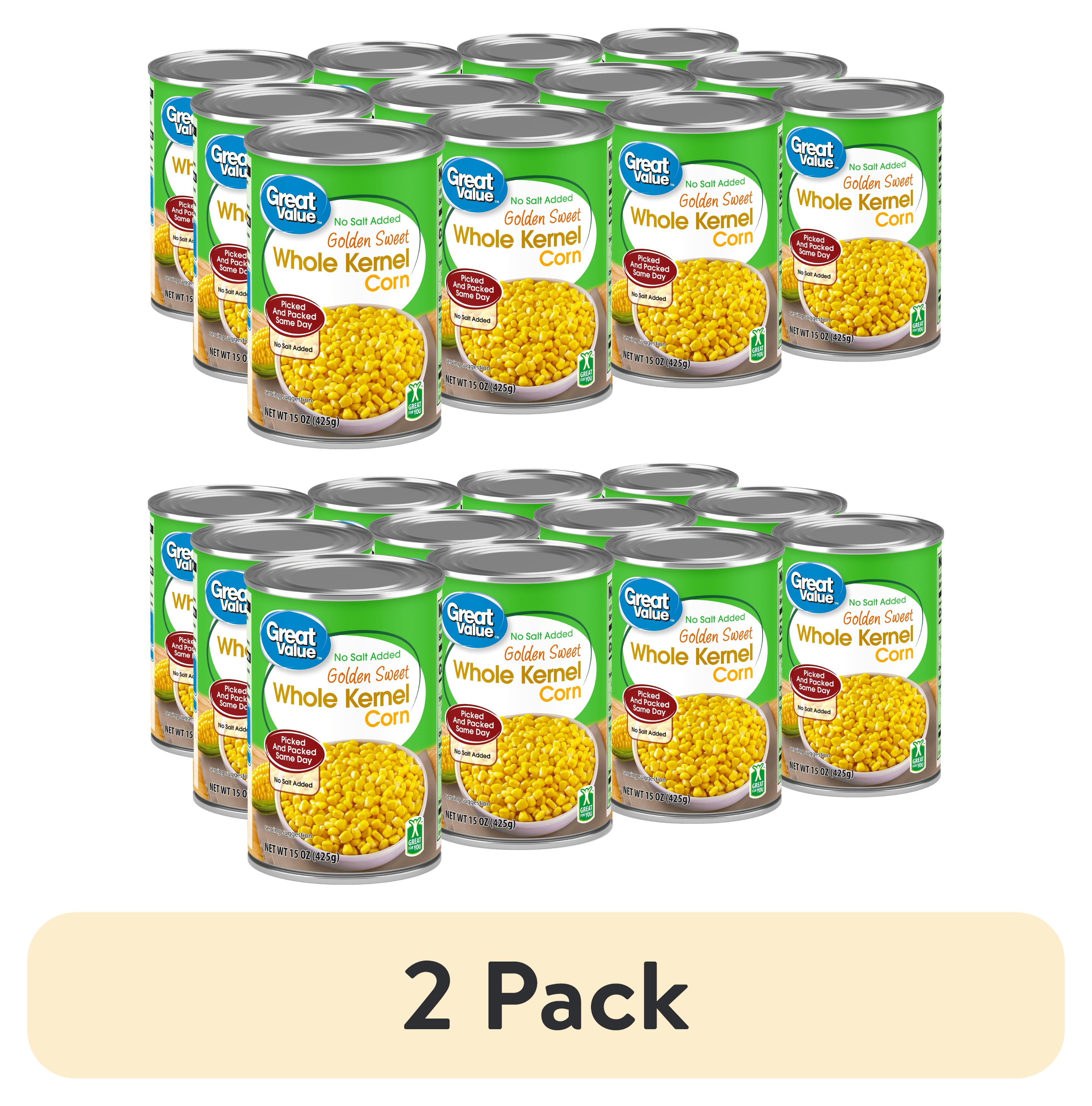 (2 pack) (12 Cans) Great Value No Salt Added Sweet Corn, 15 oz ...