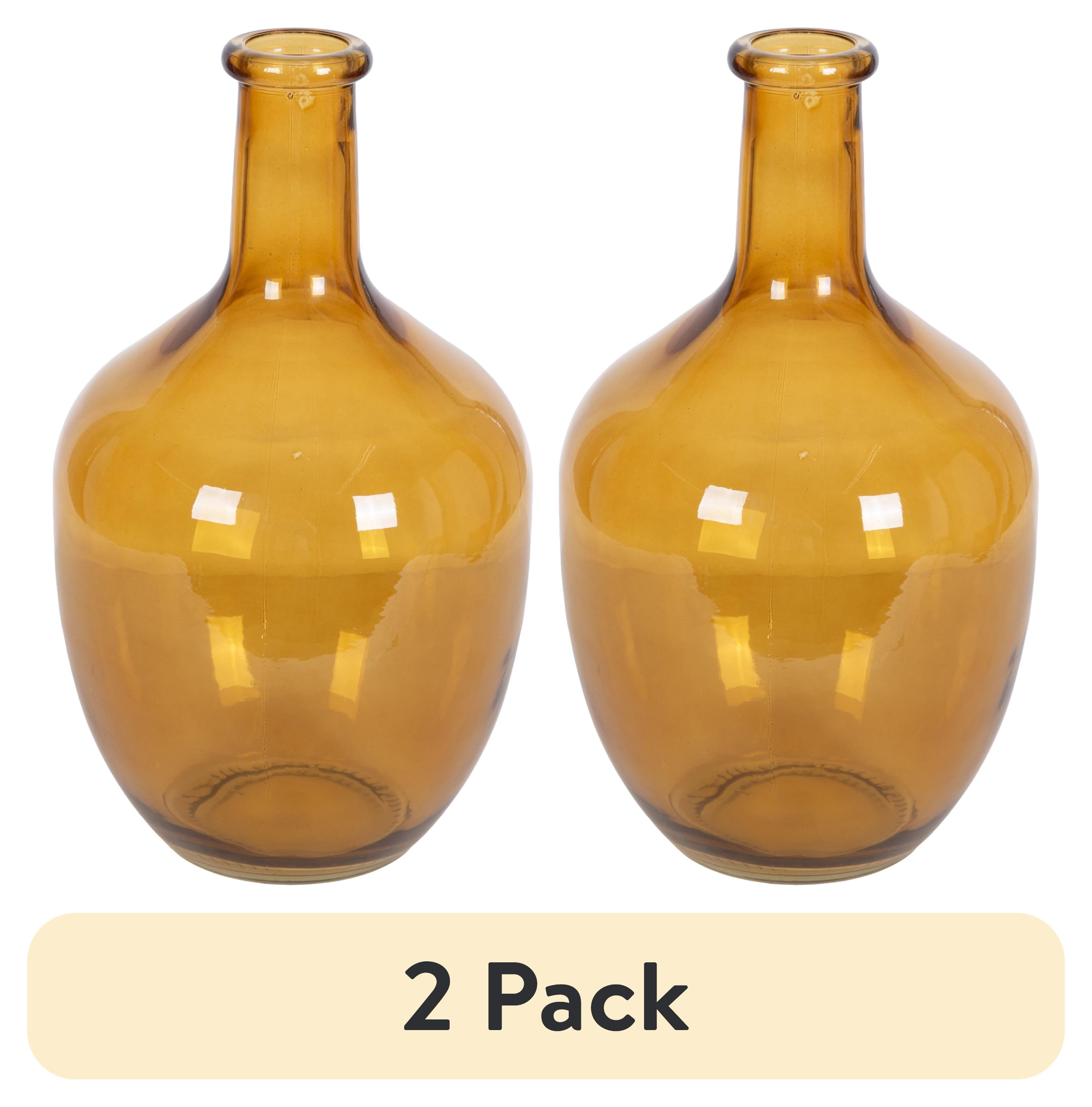 Home Decor Collection 2 Pack 12" Amber Glass Vase Elegant Round ...