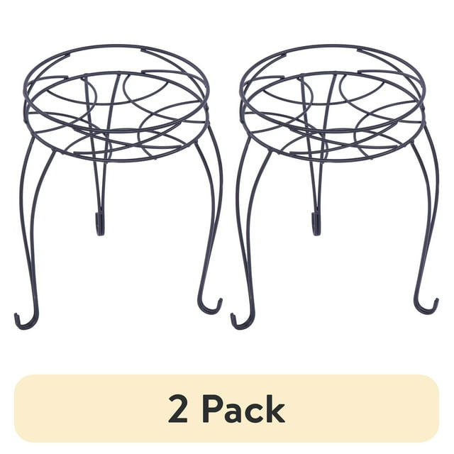 (2 pack) 13IN Mainstays Round Matte Black Metal Plant Stand - Walmart ...
