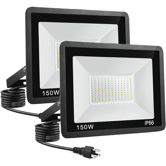 2-pack 150 floodlights, 16000 with 9.84 feet/3 meters cord plug switch ...