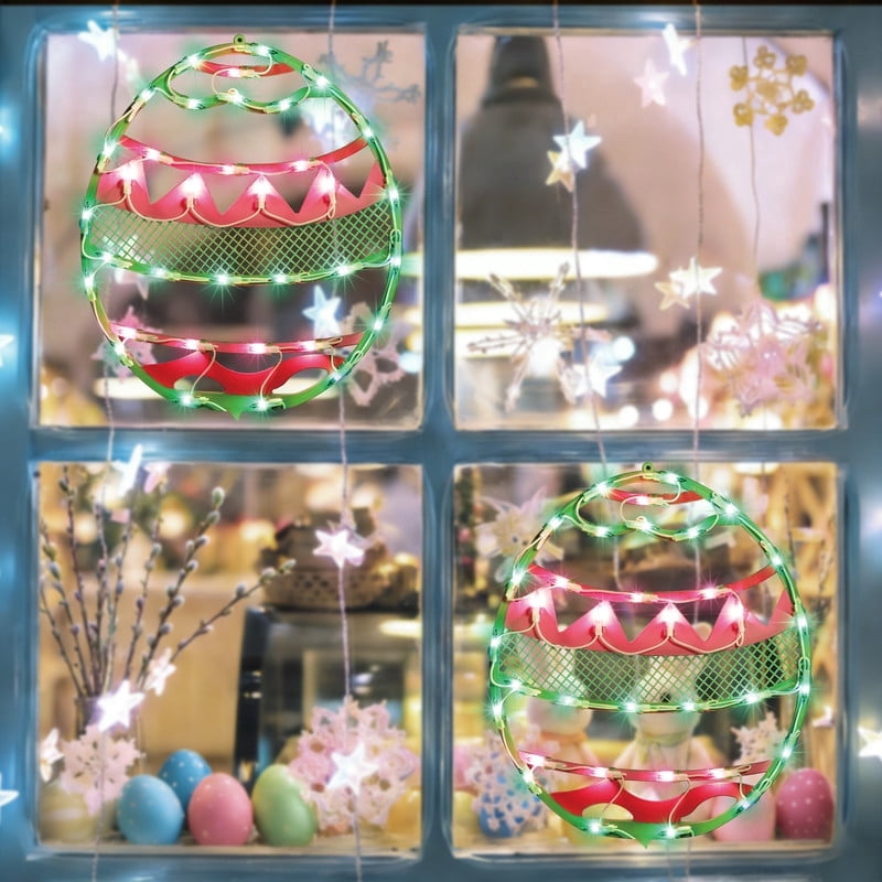 2 pack 17 Inch 35 LED Green Egg Easter Light Up Ornament Indoor ...