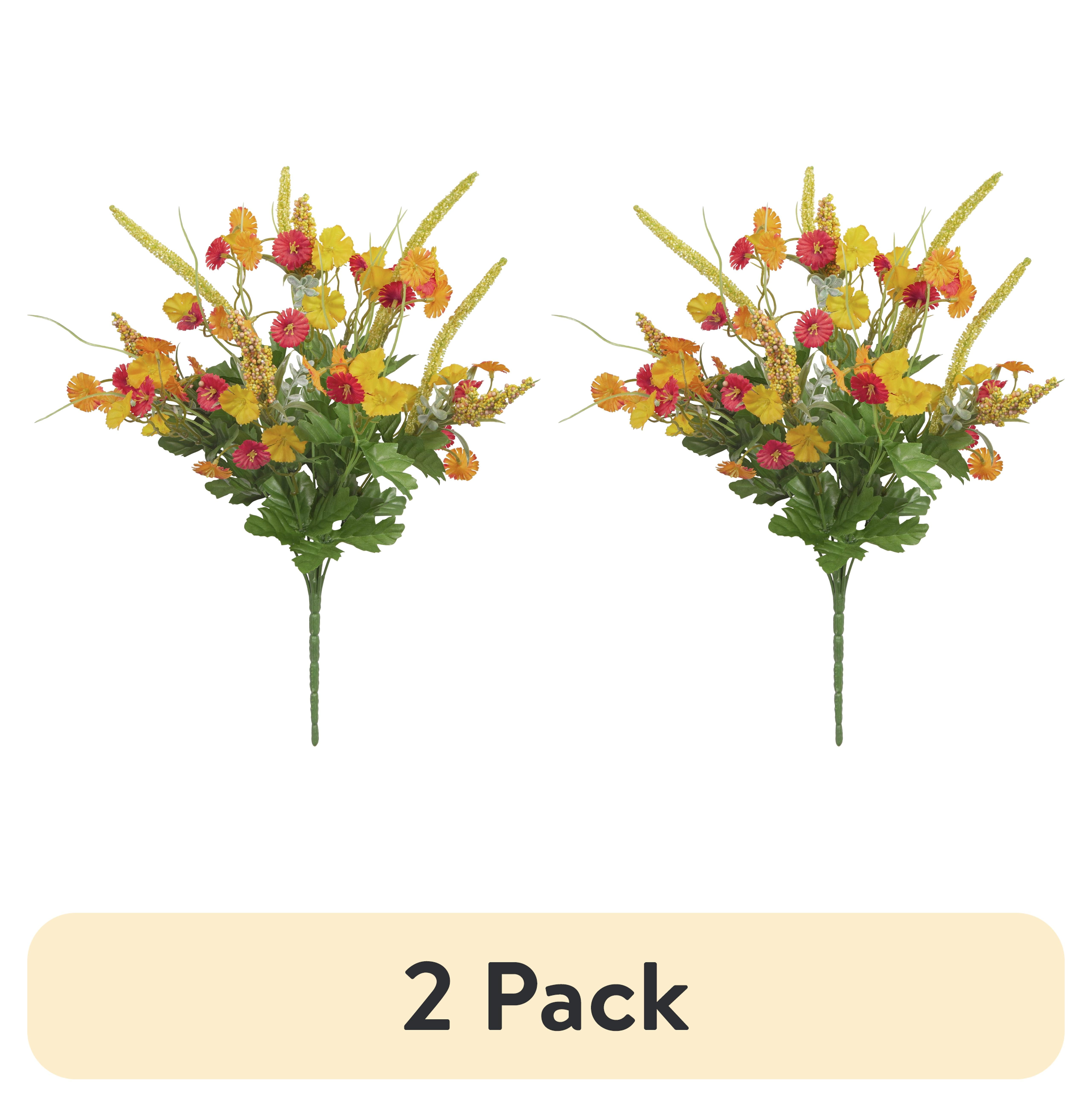 Mainstays 19-inch Artificial Silk Orange & Yellow Wildflower Mixed Bush ...