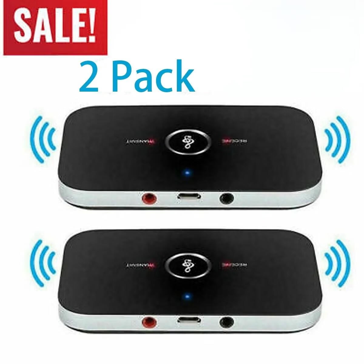2 pack 2-IN-1 Bluetooth Receiver & Transmitter Wireless RCA to 3.5mm ...
