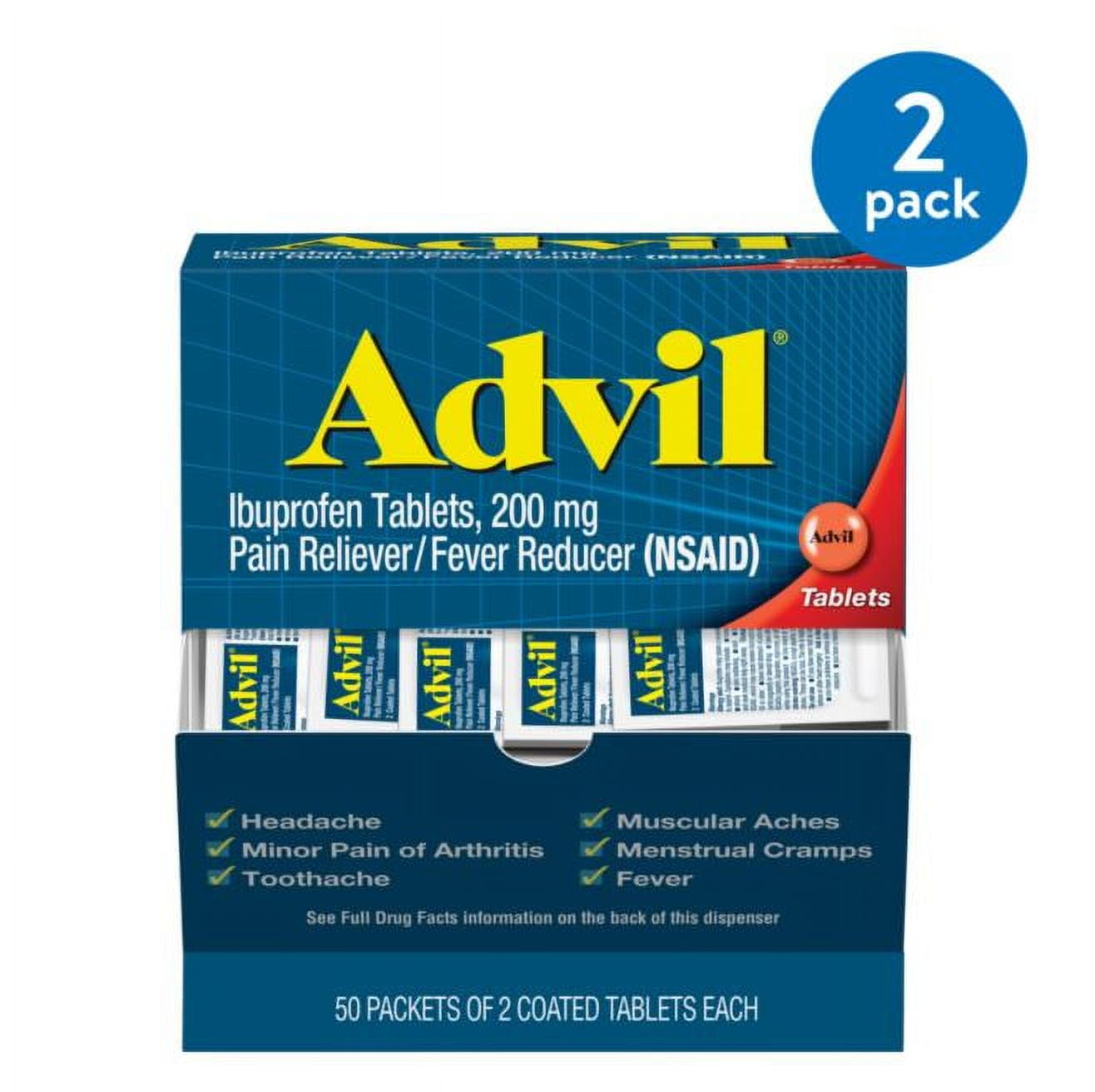 (2 pack) (2 Pack) Advil Pain Reliever / Fever Reducer Coated Tablet ...