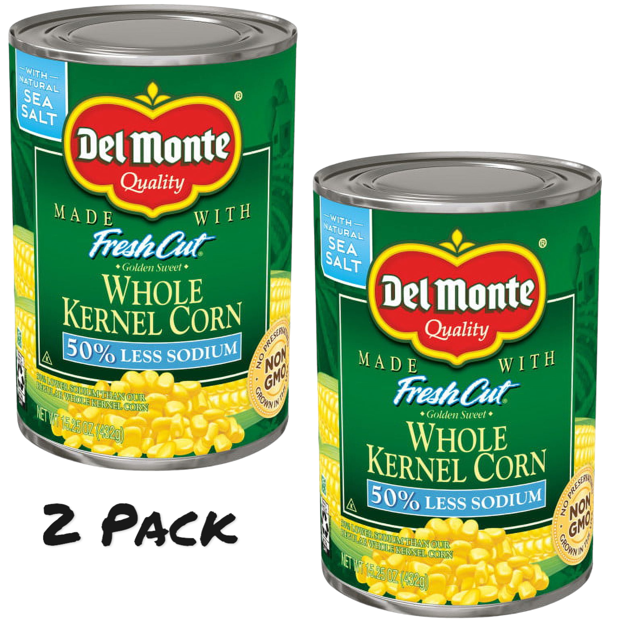 (2 pack) ( 2 Pack ) Del Monte Whole Kernel Corn, Less Sodium, 15.25 oz ...
