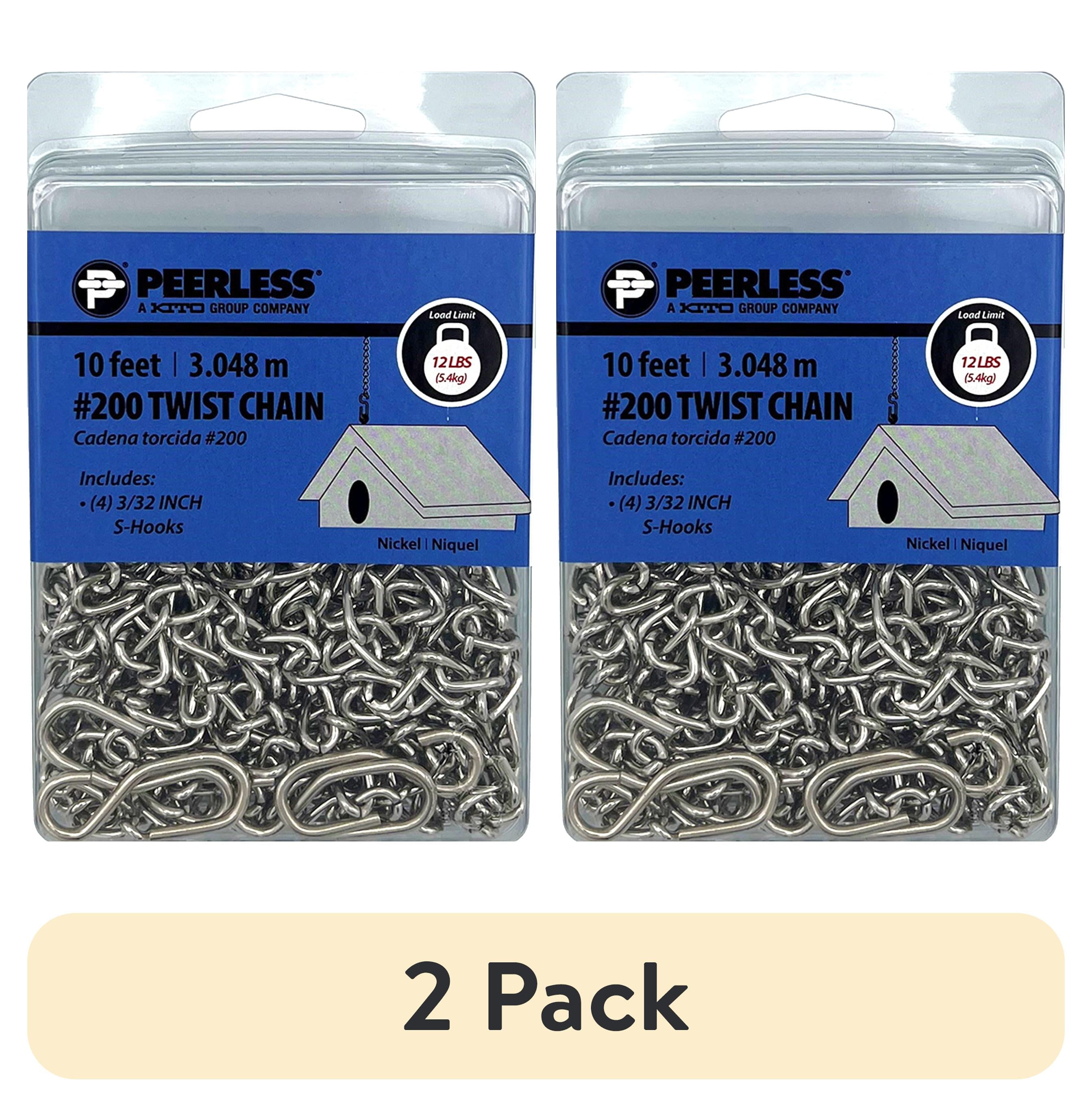 (2 pack) #200 Twist Chain with 4 S-Hooks, 10 feet, Peerless Chain ...