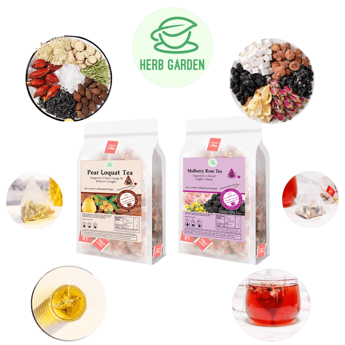 2 pack (250g 8.8oz /each pack) Flower Fruit Tea Combo, Pear Loquat Tea ...