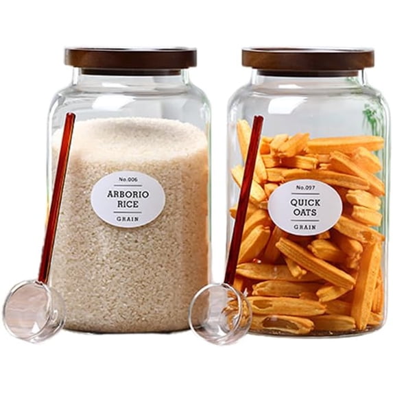 2-pack 3/4 gallon glass storage container with Acacia Wood Lids and ...