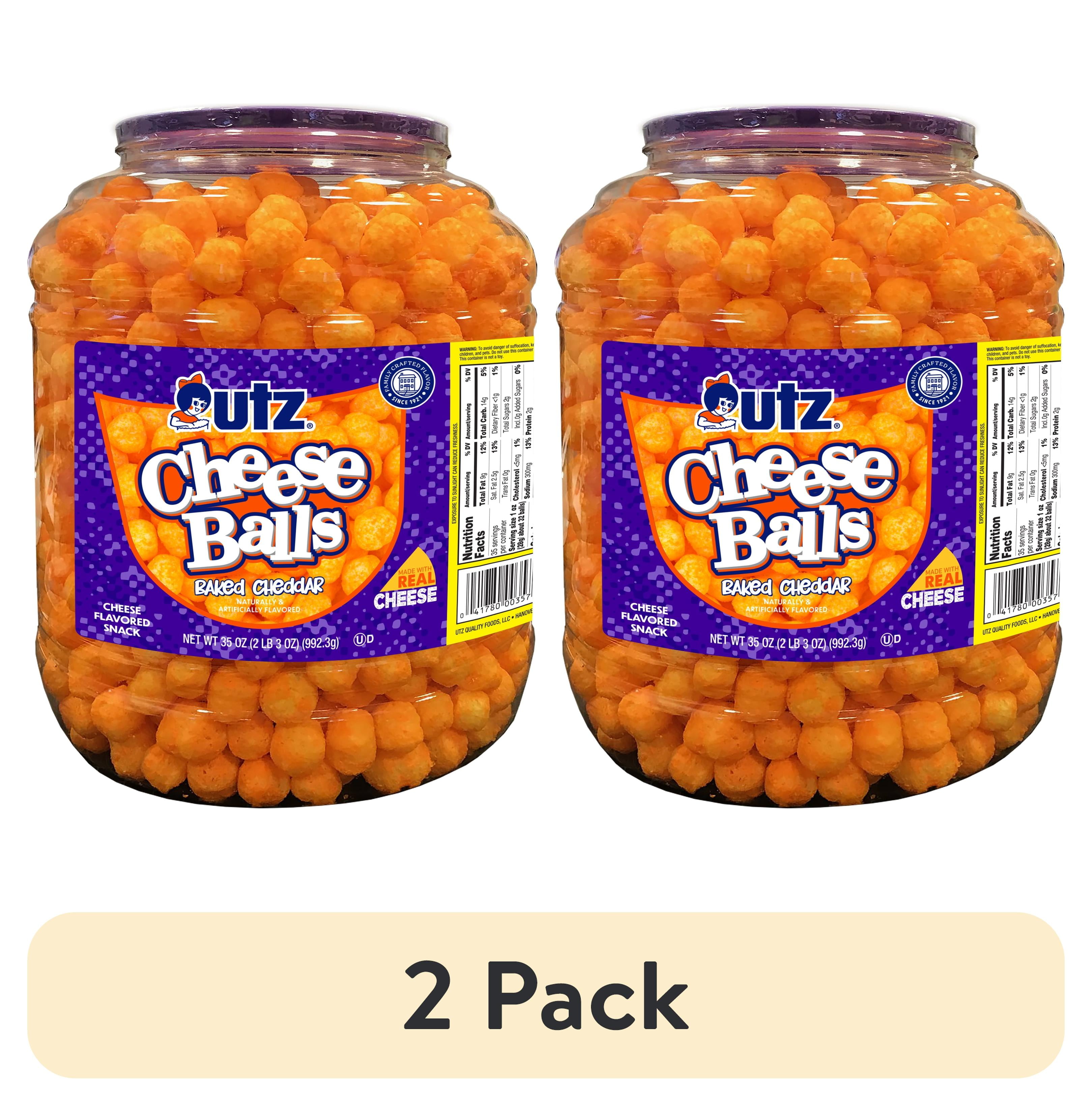 (2 pack) 35 oz Utz Cheddar Cheese Balls Barrel - Walmart.com