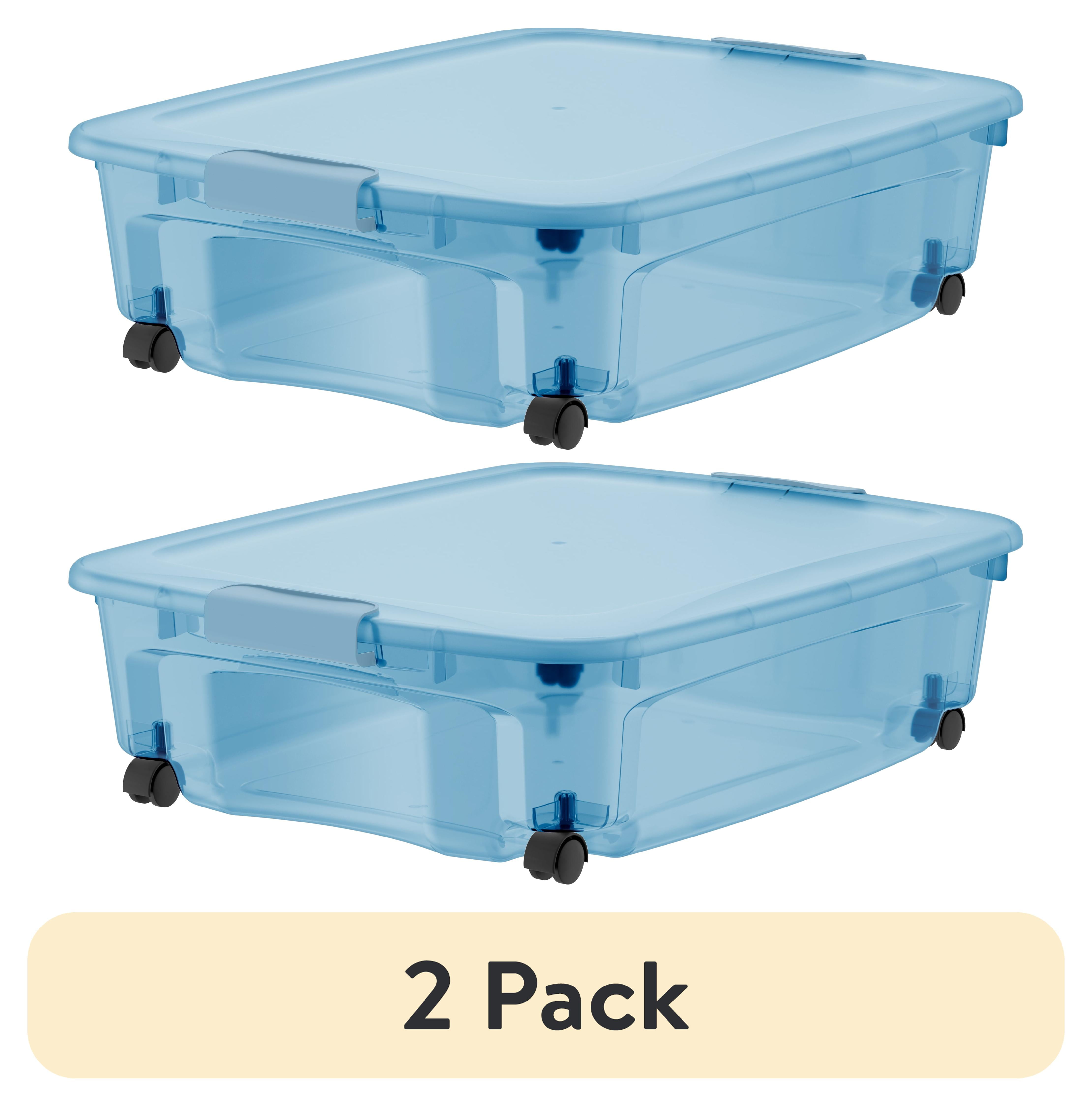 (2 pack) 36.5QT Underbed Locking Lid with 360 Degree Swivel Wheels ...