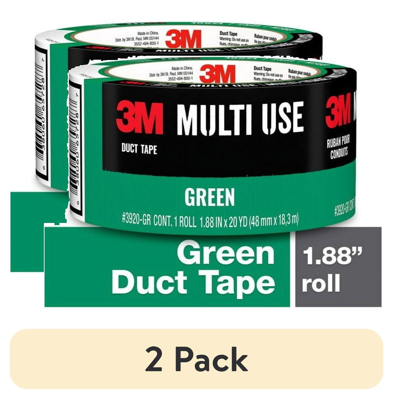 (2 pack) 3M™ Duct Tape Green 3920-GR, 1.88 in x 20 yd (48mm x 18,2m ...