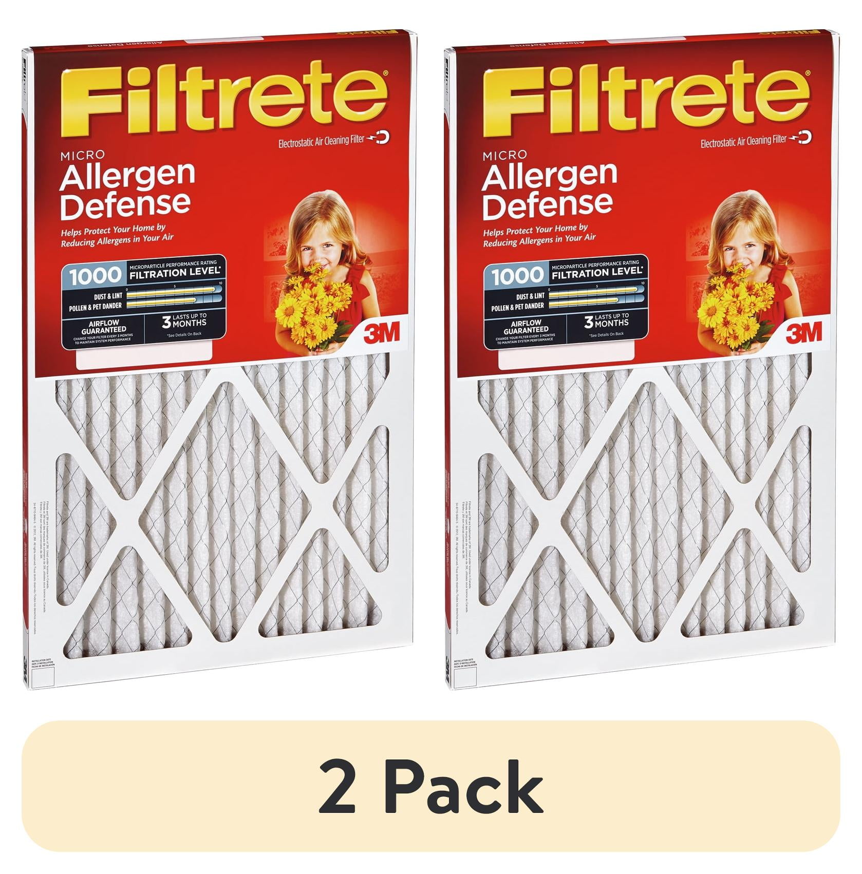 (2 pack) 3M Filtrete 16x16x1 Micro Allergen Reduction Air Filter ...