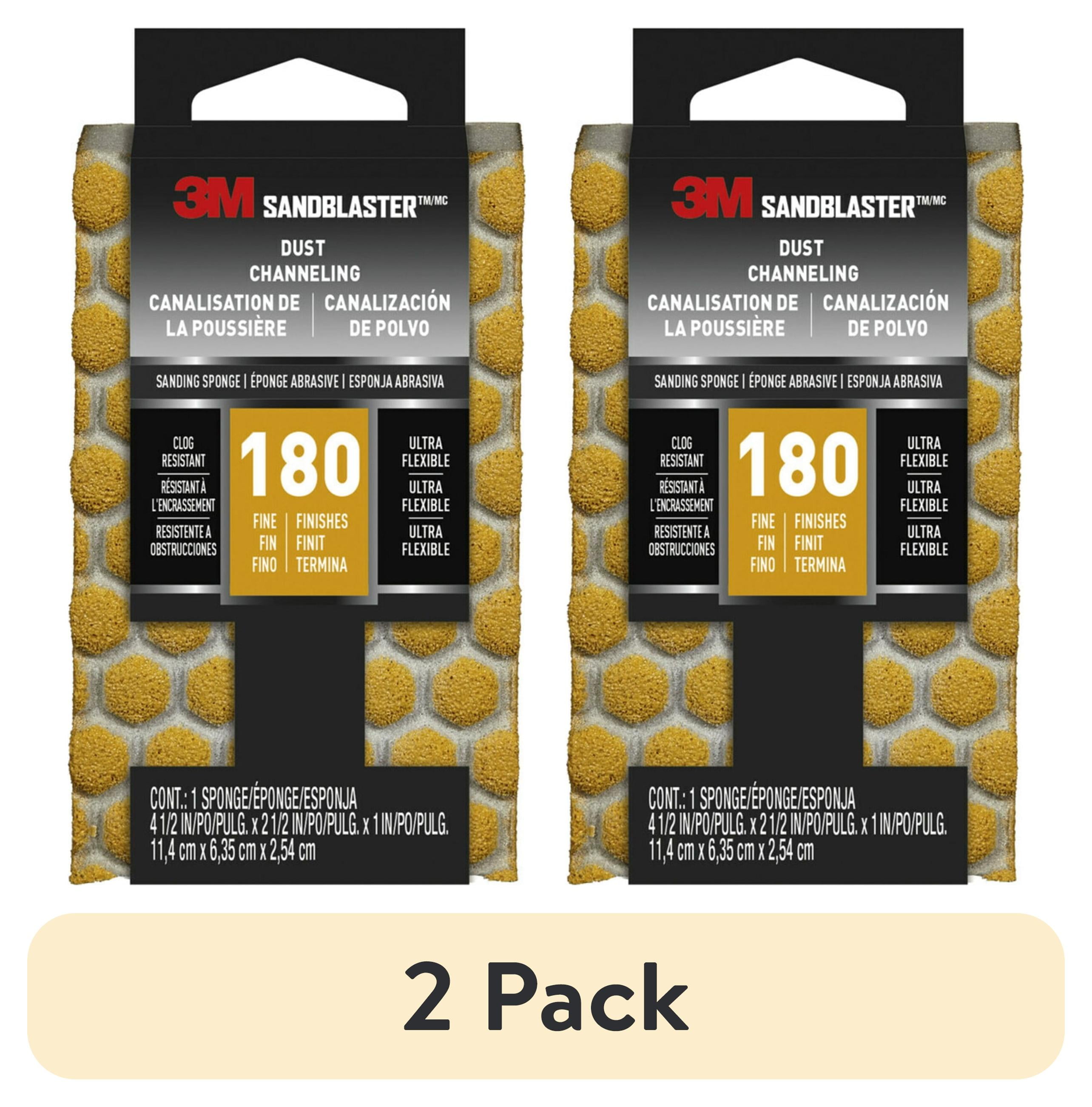 (2 pack) 3M™ SandBlaster™ Dust Channeling Sanding Sponge, Gold, 4.5 x 2 ...