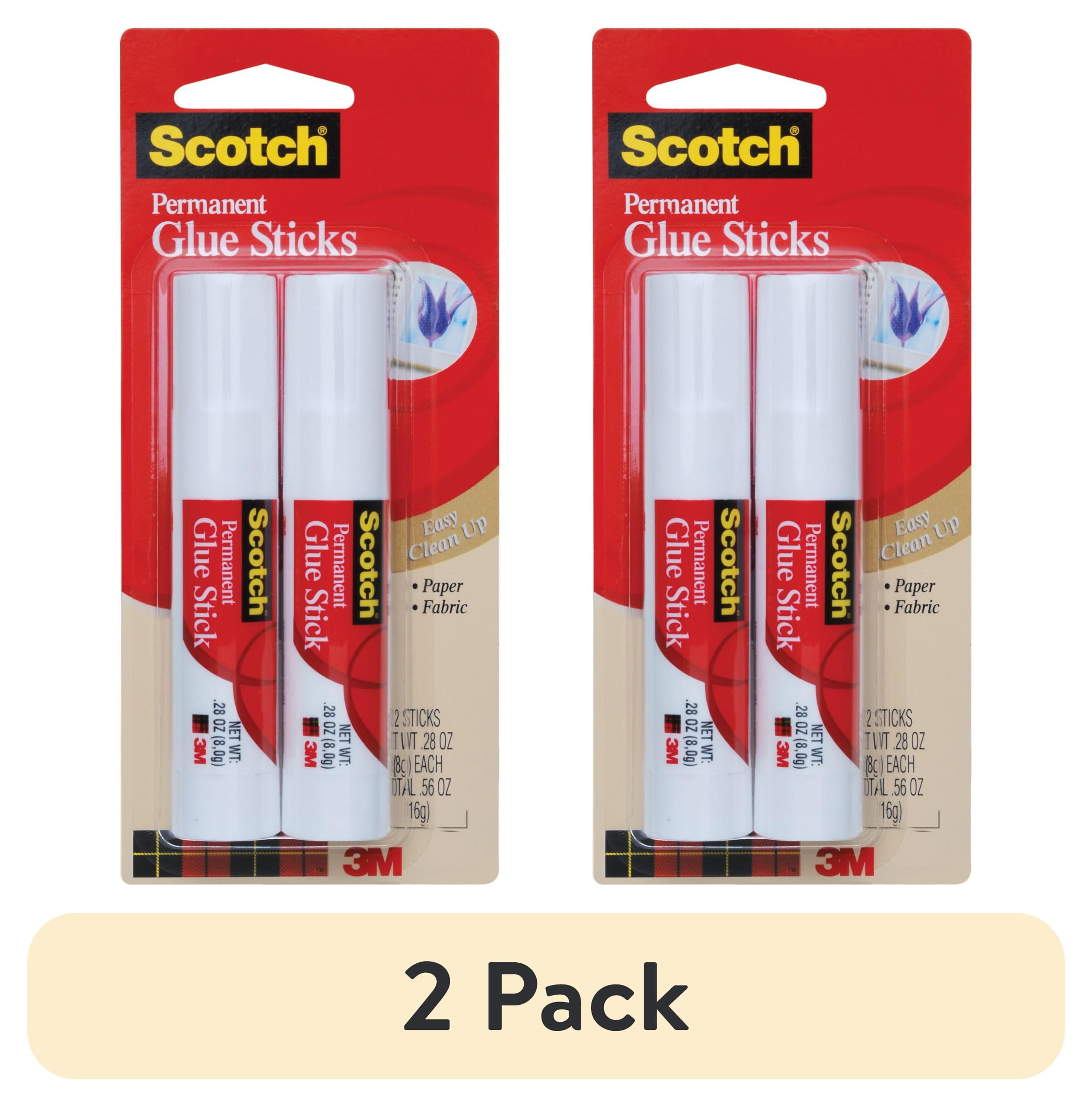 (2 pack) 3M Scotch Permanent Glue Stick White, .25 oz., 2/Pkg ...