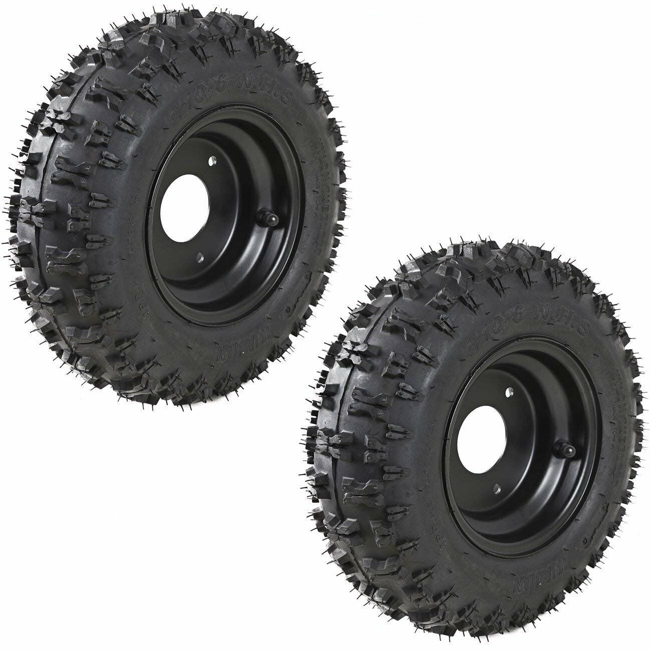 2 pack 4.10/3.50-6 410-6 Tire 3 Lug Rim Wheel 6" inch Go Kart Mower ...
