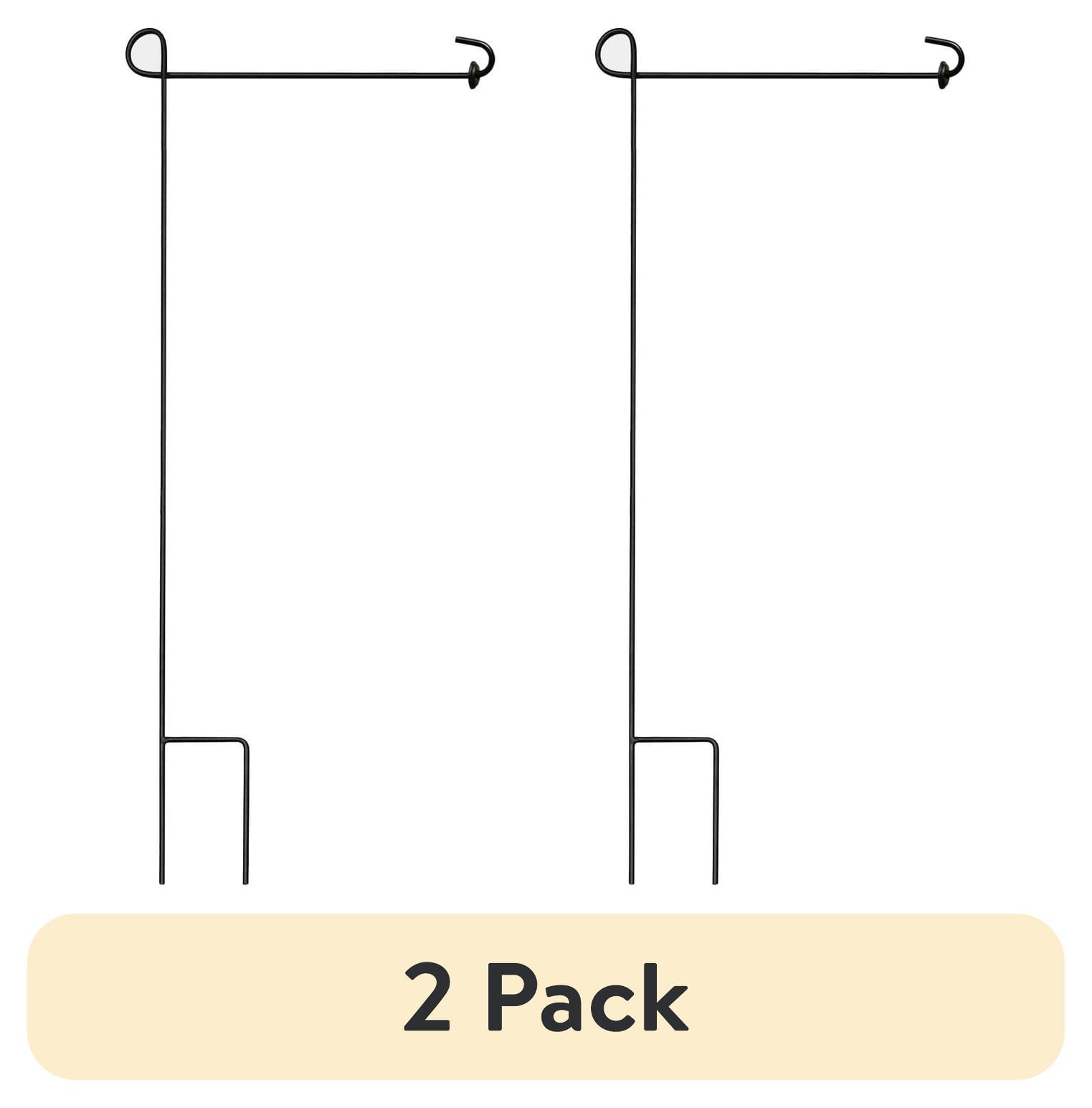 (2 pack) Meadow Creek 40" Spring Flat Black 100% Iron Yard Flag Stand ...