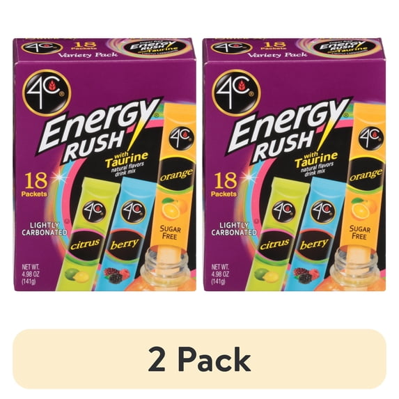 (2 pack) 4C Energy Rush with Taurine Variety Pack Drink Mix - Walmart.com