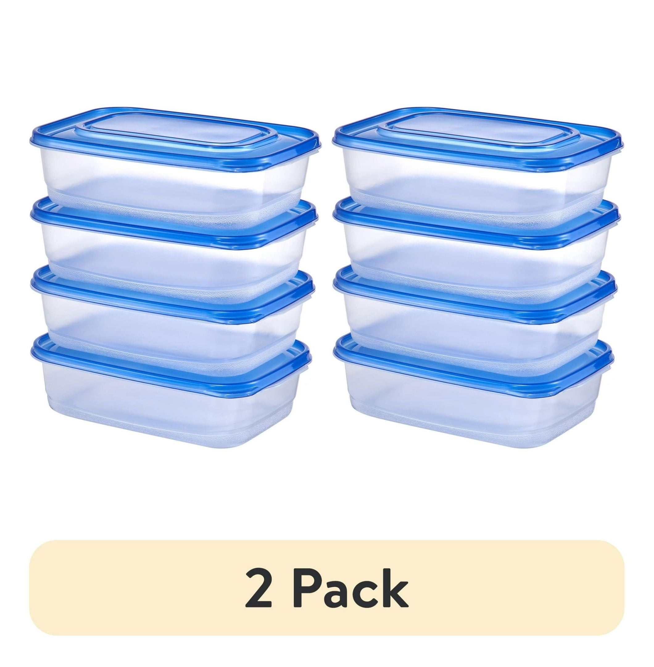 (2 pack) 5.23Cup Plastic Rectangle Food Storage Container - Walmart.com