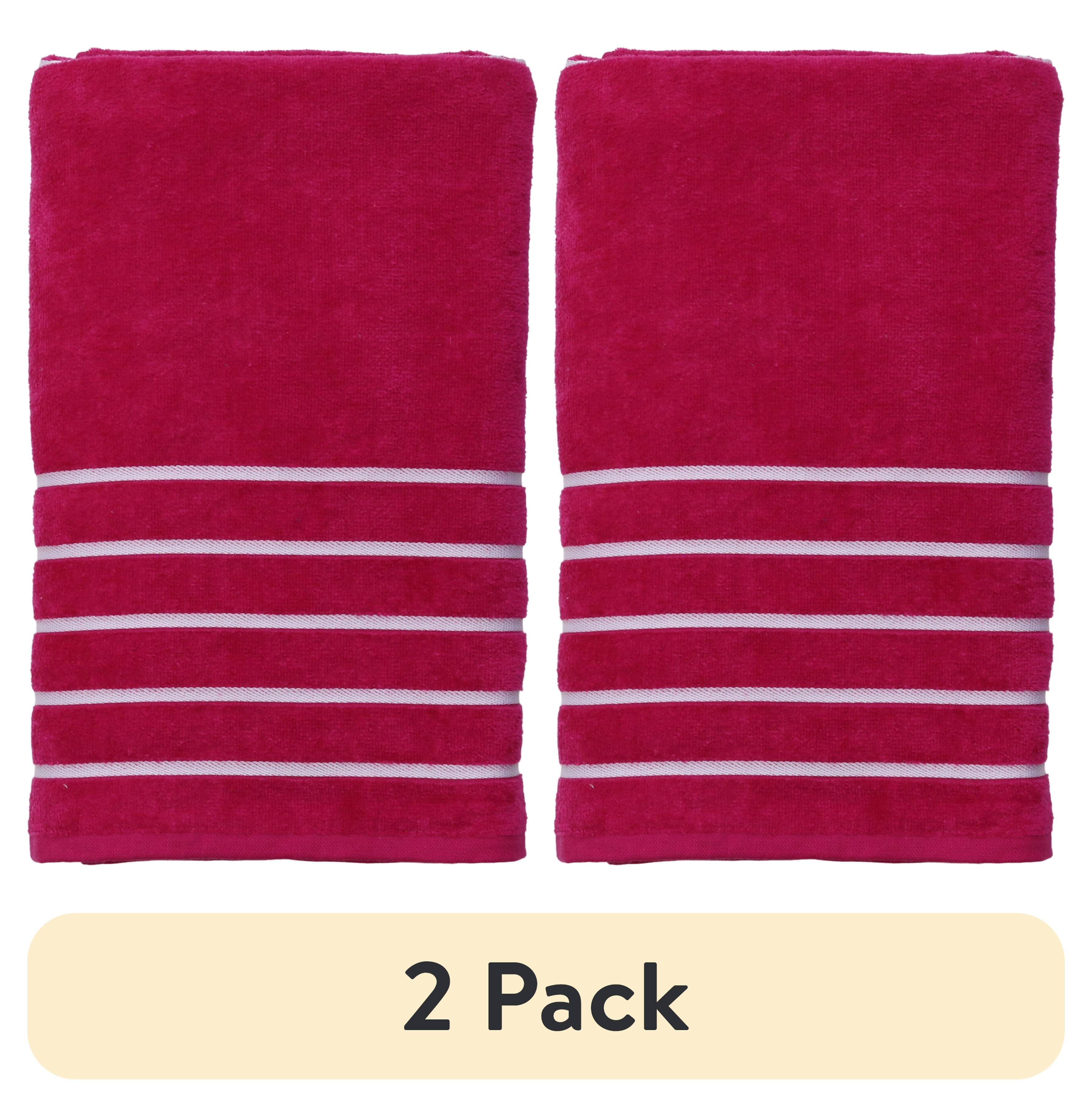 (2 pack) 5.96 Cotton Beach Towel, 28x60, Mainstays, Pink Multi-Stripe - Walmart.com