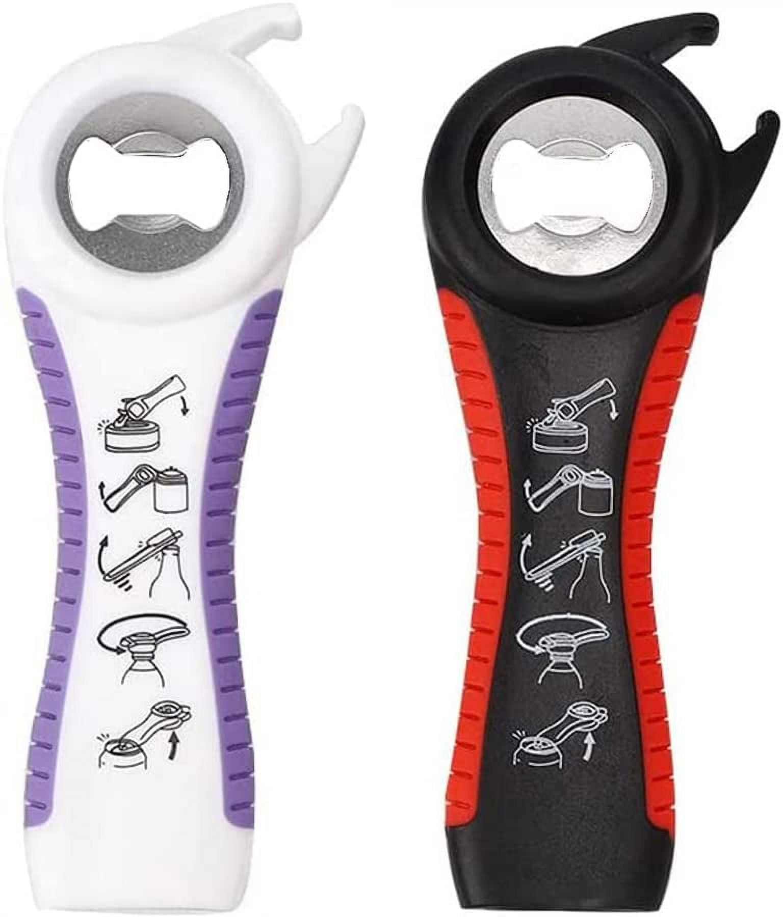 2 pack 5-in-1 Multi Function Plastic Grip Bottle Opener- Easily Opens ...