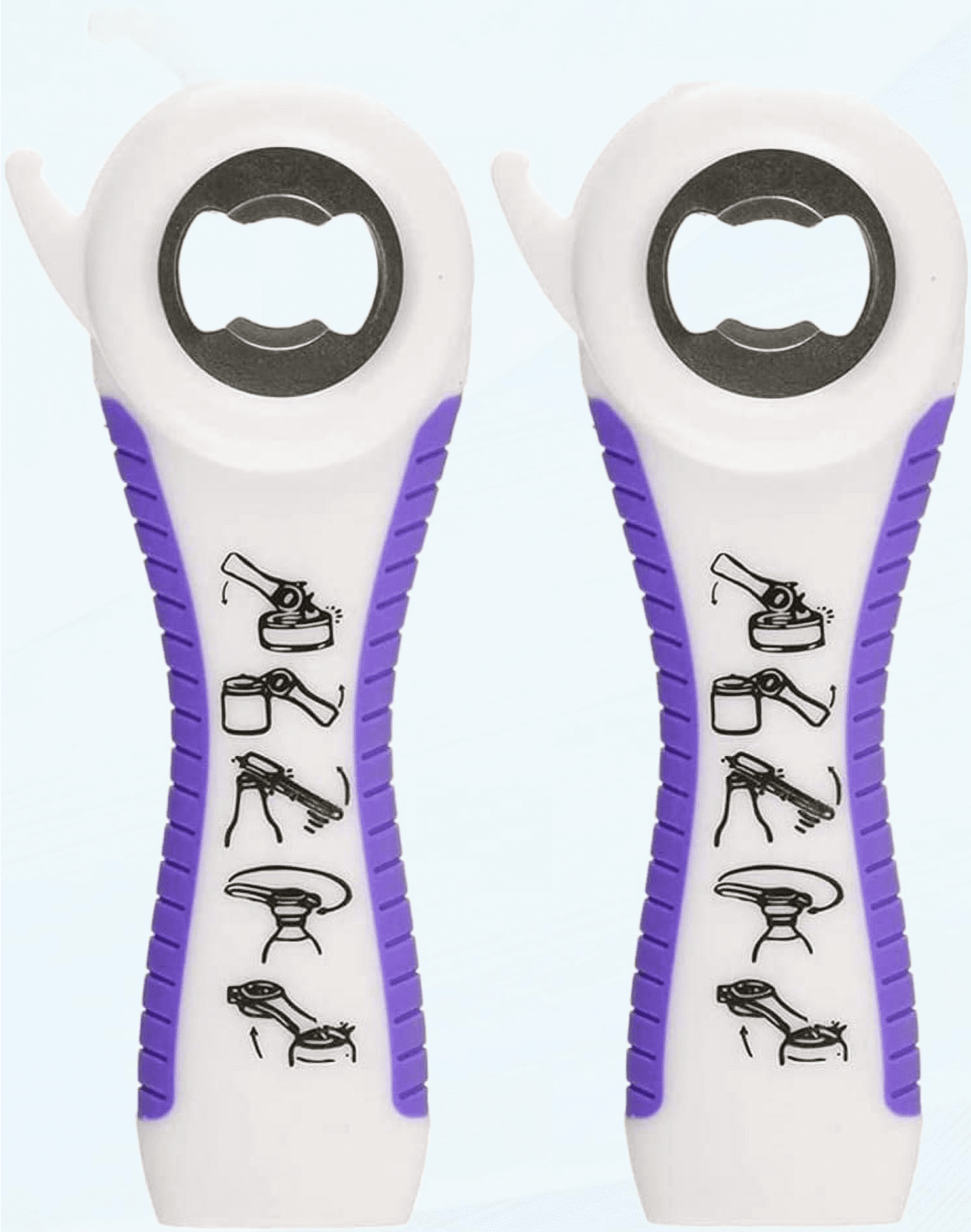 2 pack 5-in-1 Multi Function Plastic Grip Bottle Opener- Easily Opens ...