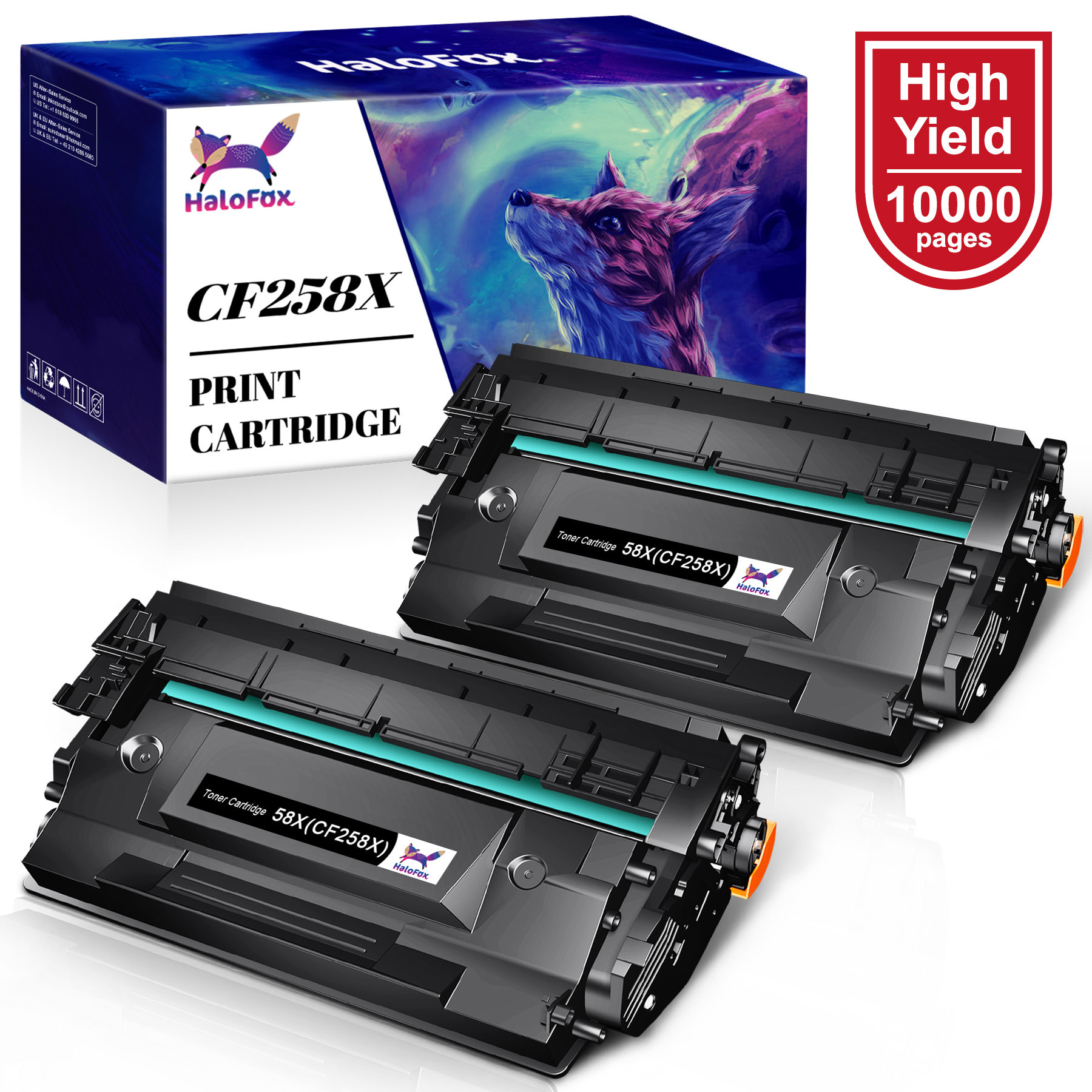 2-Pack - Compatible 58X (CF258X) Black Toner Cartridges (10000 pages ...