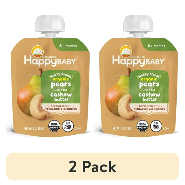 (2 pack) (6 Pack) Happy Baby Organics Nutty Blends Stage 2, Pears ...