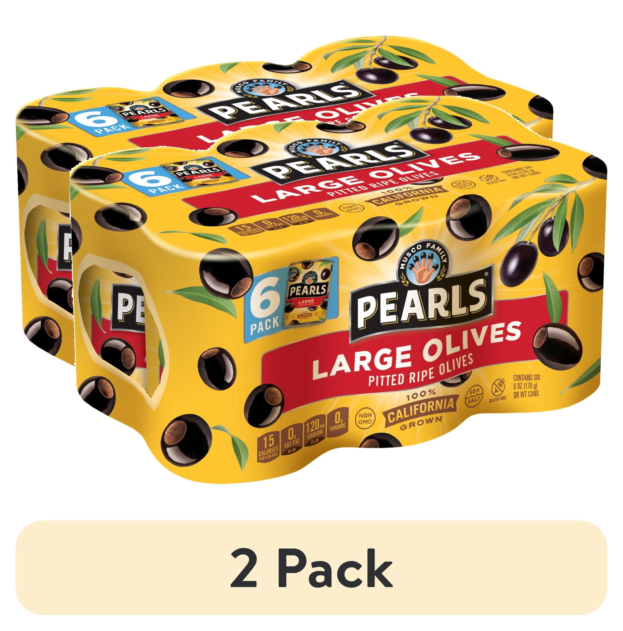 (2 pack) 6 Pack Pearls Ripe Pitted Large Black Olives, 6 oz Can. Major ...