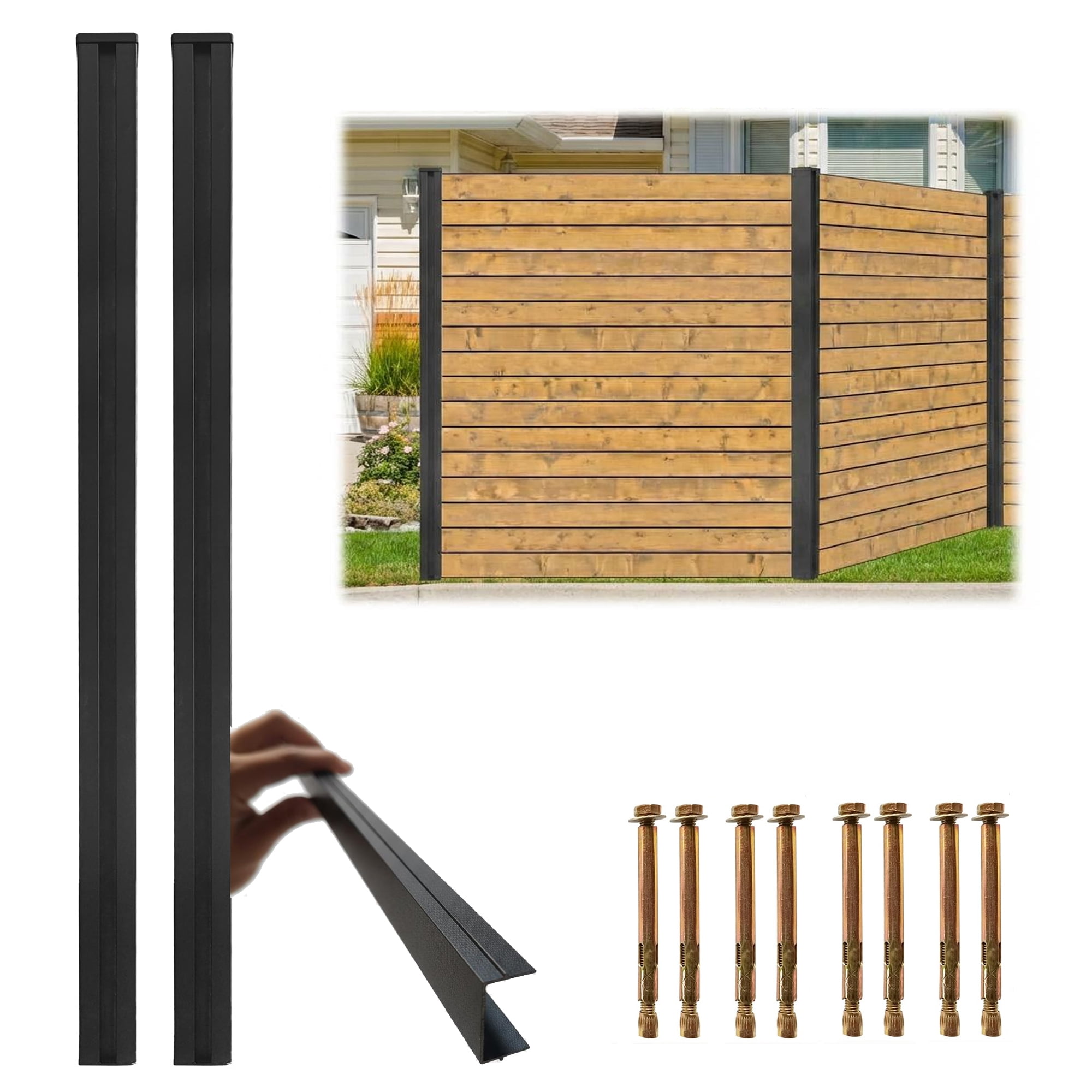 2-pack 6FT No-Dig Fence Post for Privacy Panels, Heavy Duty Adjustable ...