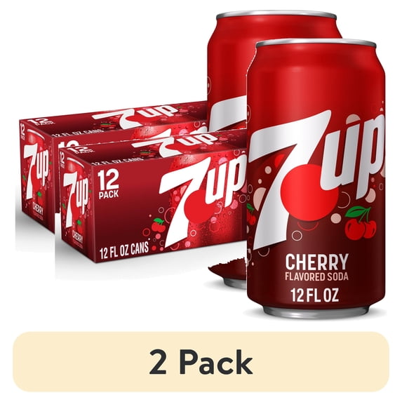 (2 pack) 7UP Caffeine Free Cherry Soda Pop, 12 fl oz, 12 Pack Cans ...