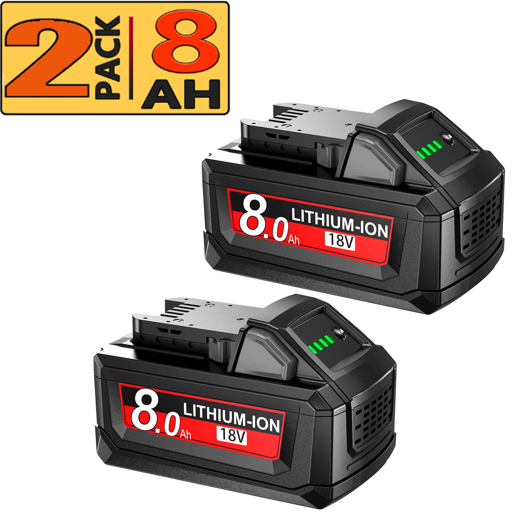 2-pack 8.0Ah Replacement for M18 Battery Lithium Compatible with 18V ...