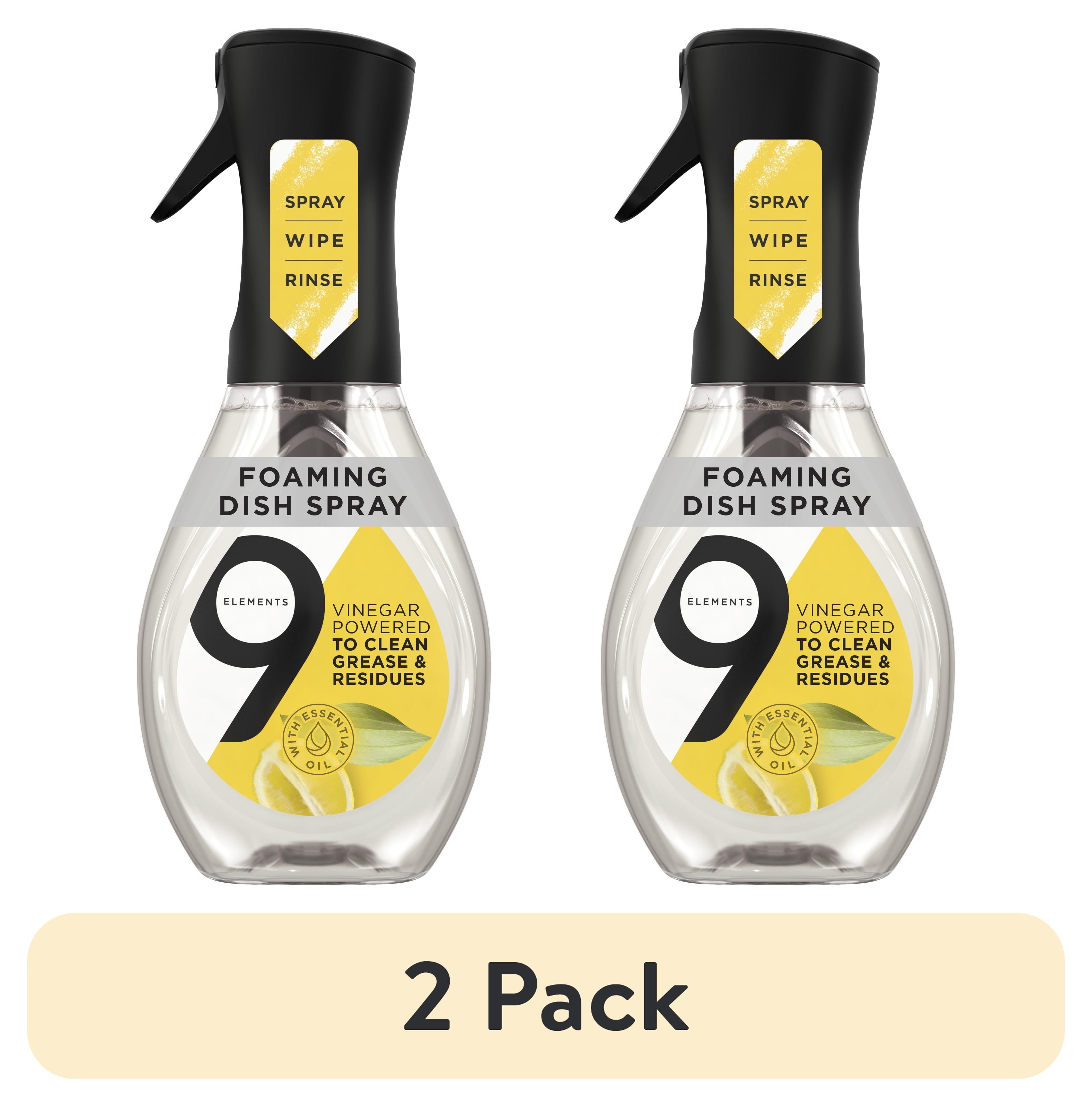 (2 pack) 9 Elements Foaming Dish Spray, Dish Soap, Lemon Scent, 16 fl ...