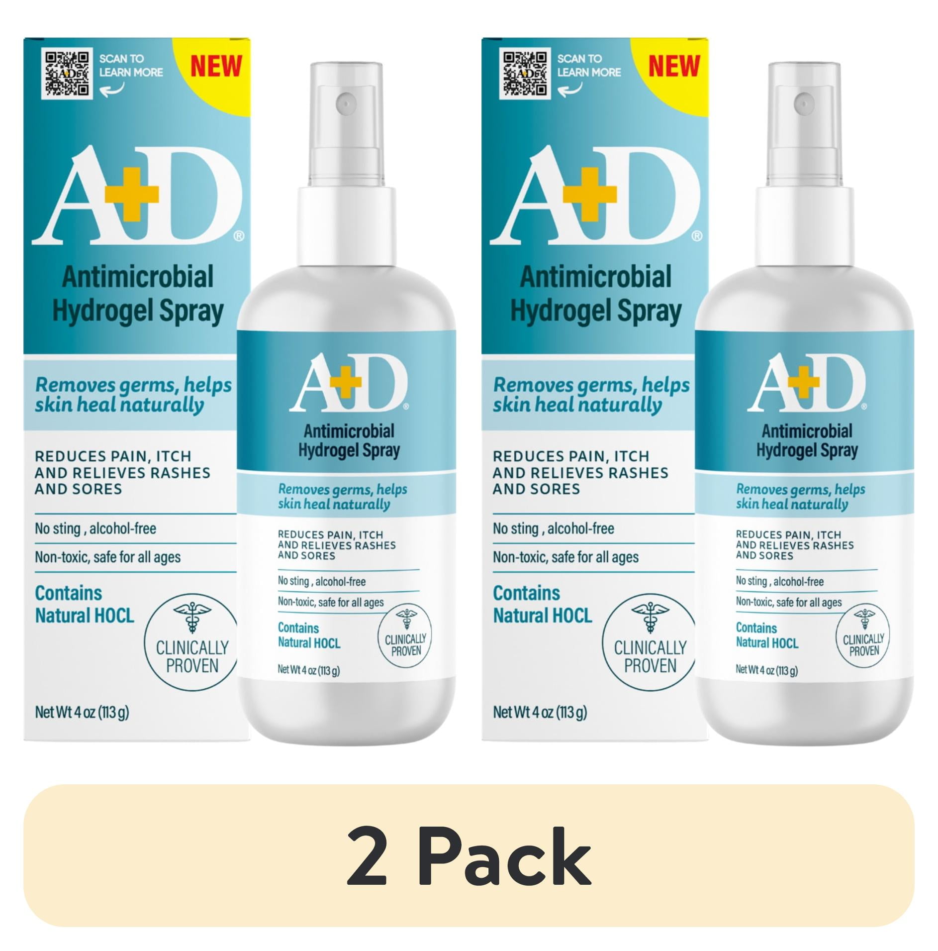 (2 pack) A+D Antimicrobial Hydrogel Spray with Hypochlorous Acid ...